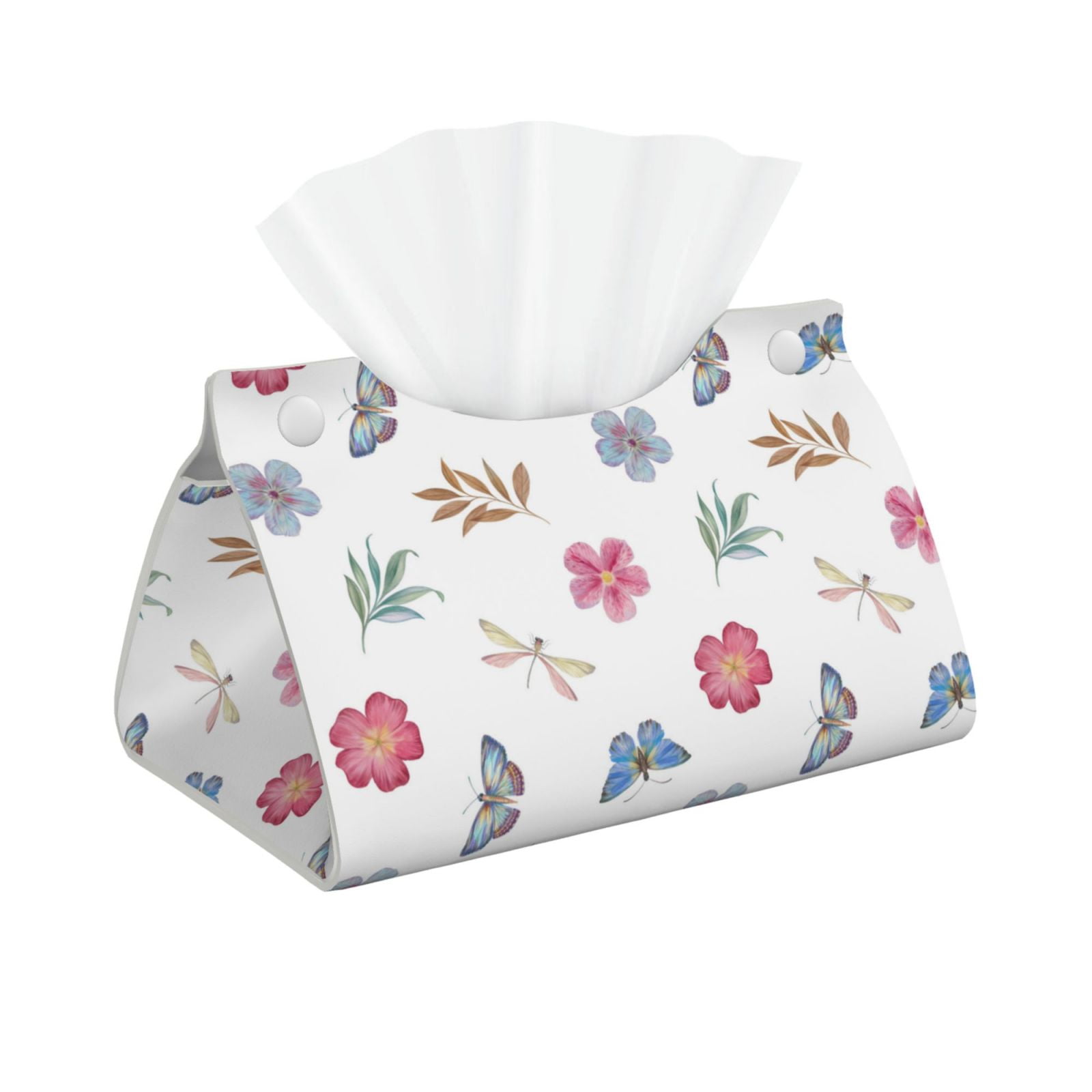 Leather Tissue Box Cover - Flower Leaf Butterfly Long PVC Tissue Box ...
