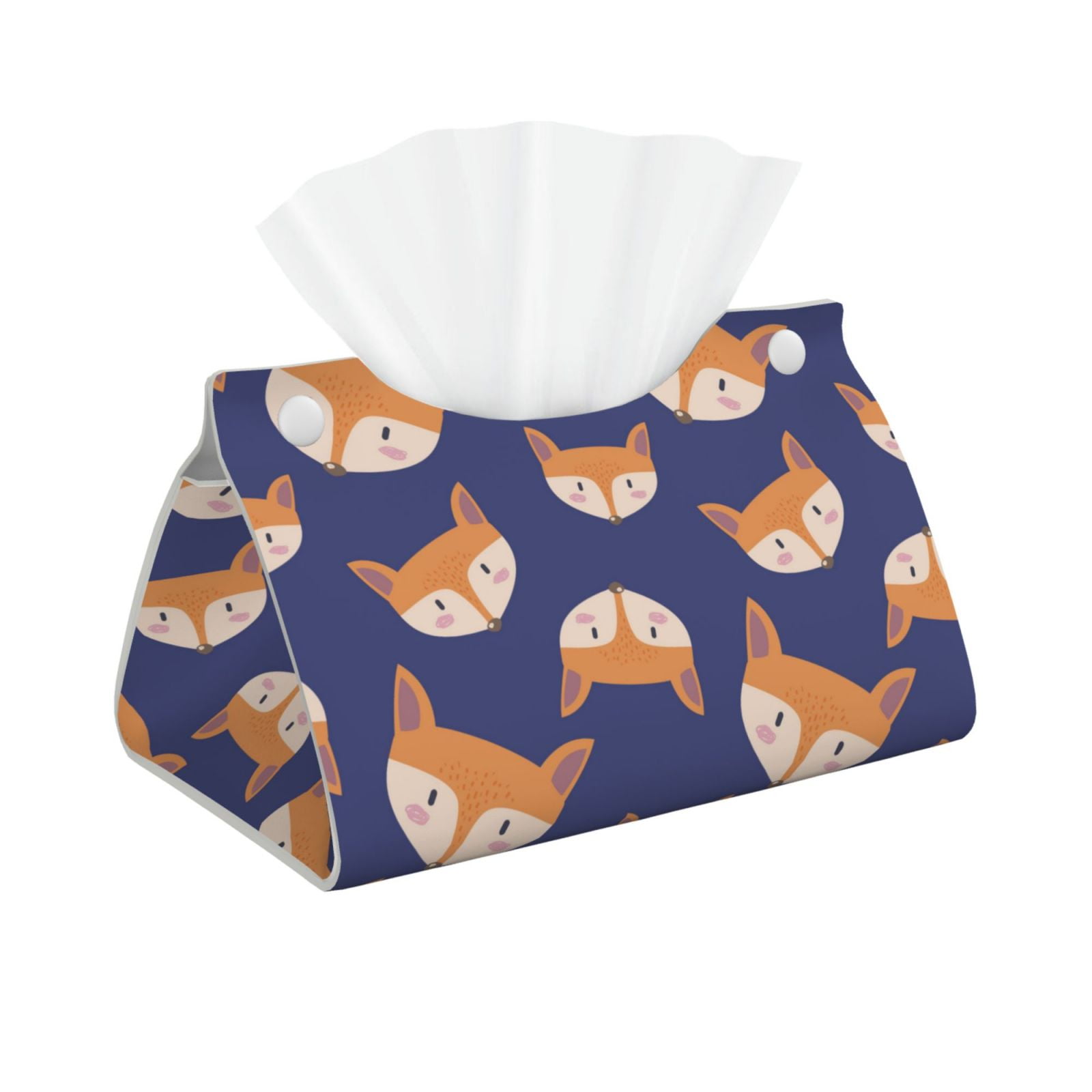 Leather Tissue Box Cover - Fox Pattern Long PVC Tissue Box Holder for ...