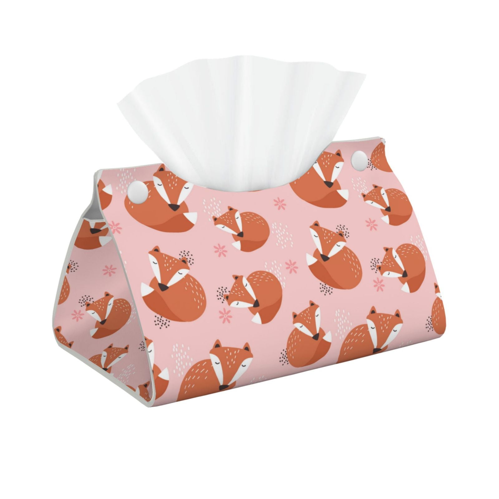 Leather Tissue Box Cover - Fox Print Light Pink Long PVC Tissue Box ...
