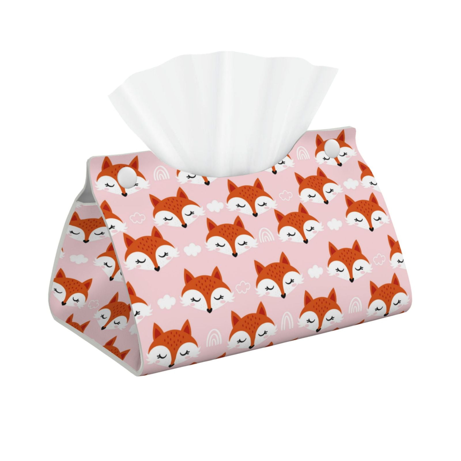 Leather Tissue Box Cover - Fox Rainbow Clouds Long PVC Tissue Box ...
