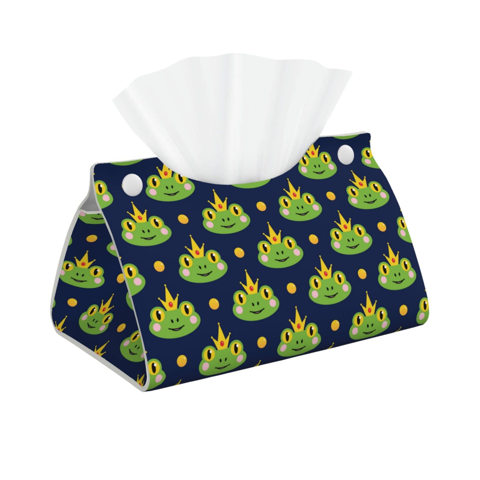 Leather Tissue Box Cover - Frog prince crowns navyblue Long PVC Tissue ...
