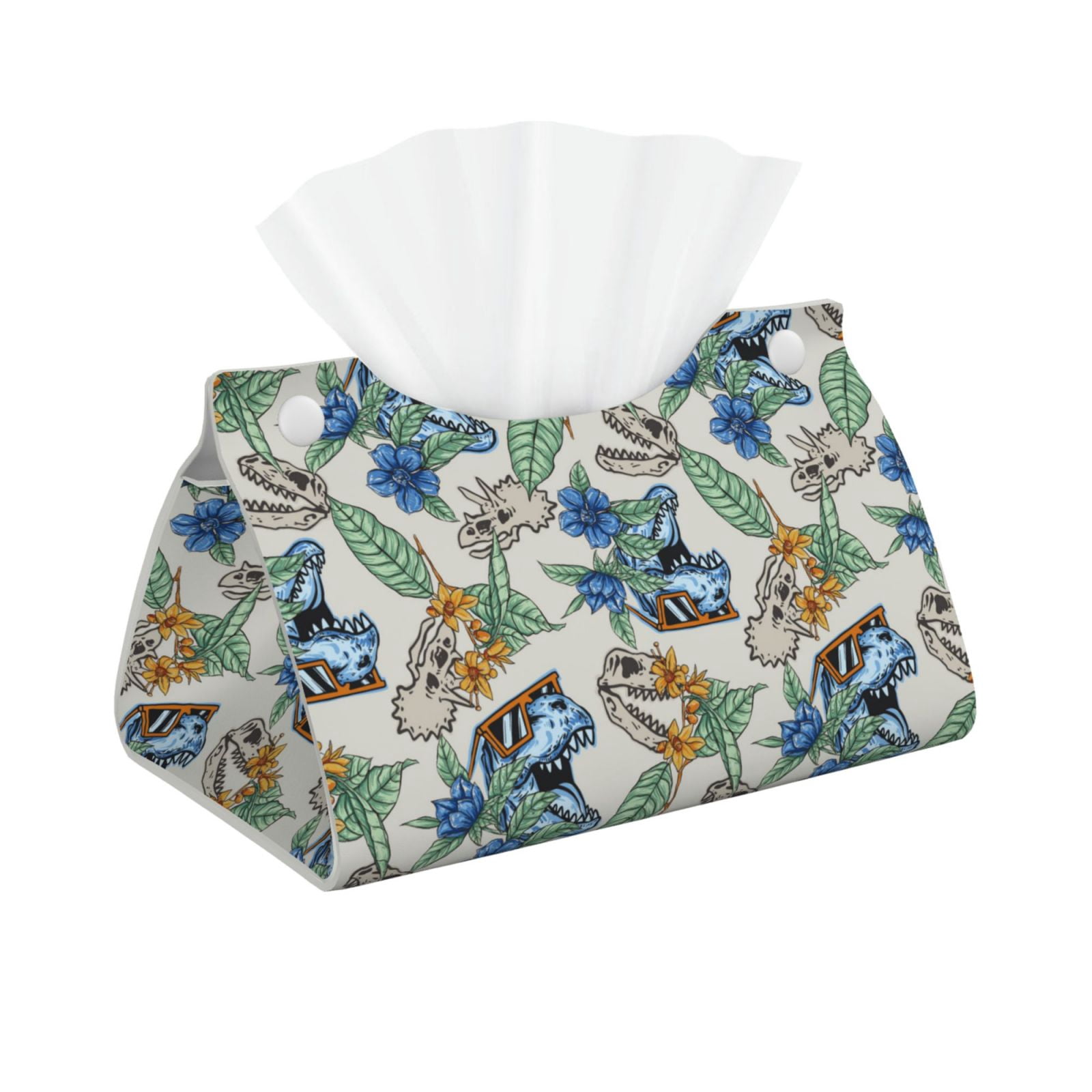 Leather Tissue Box Cover - Fun Dinosaur Head Long PVC Tissue Box Holder ...