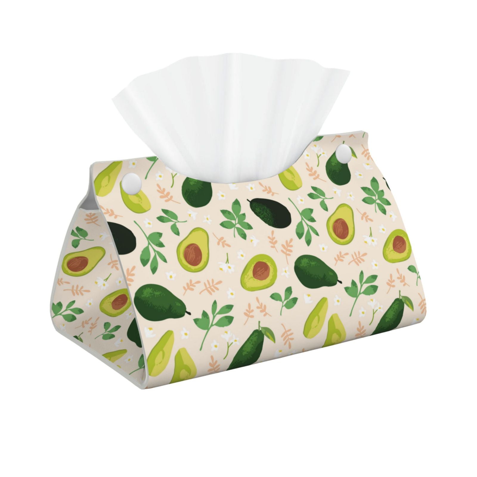 Leather Tissue Box Cover - Funny Avocado Leaves Long PVC Tissue Box ...