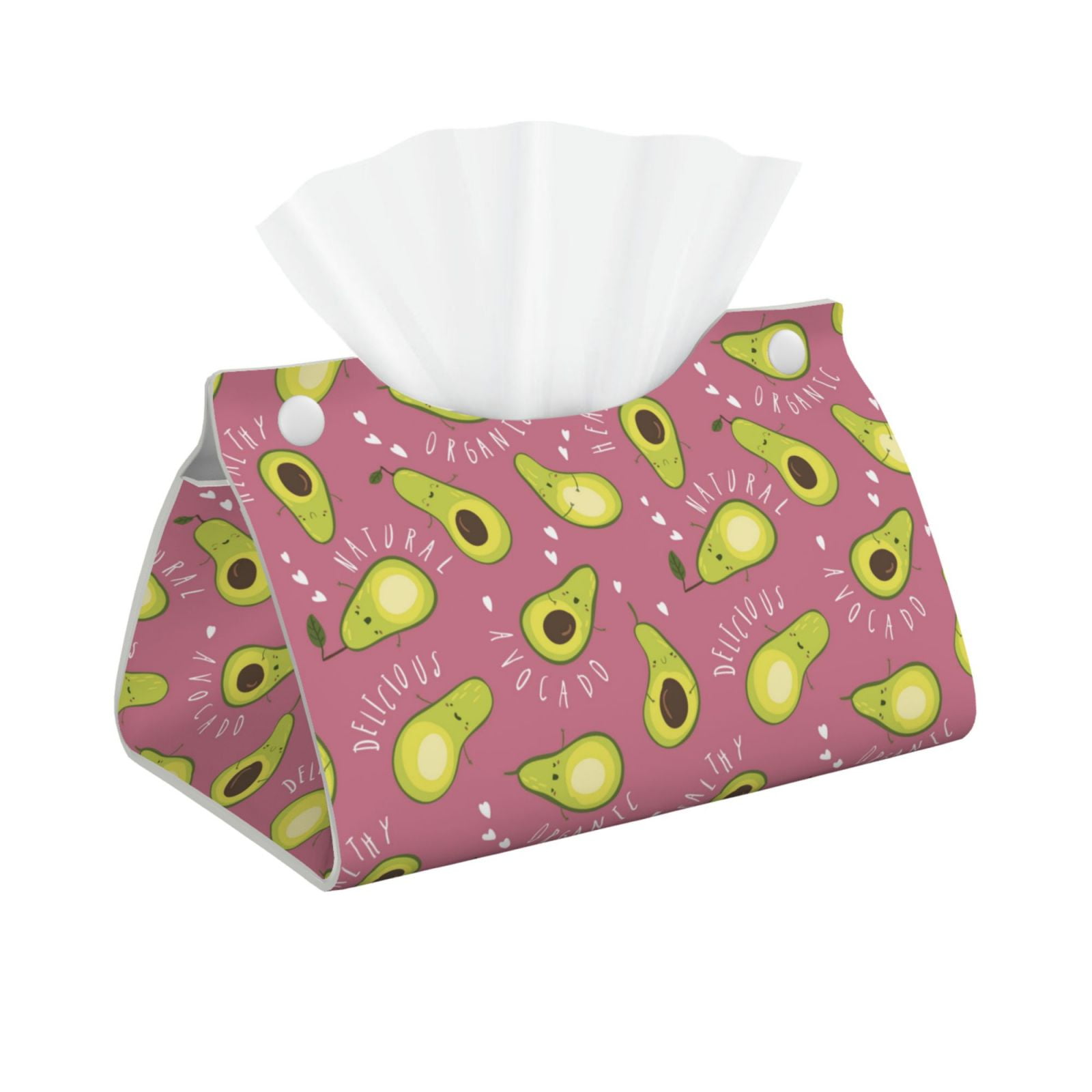 Leather Tissue Box Cover - Funny Avocado Pink Long PVC Tissue Box ...