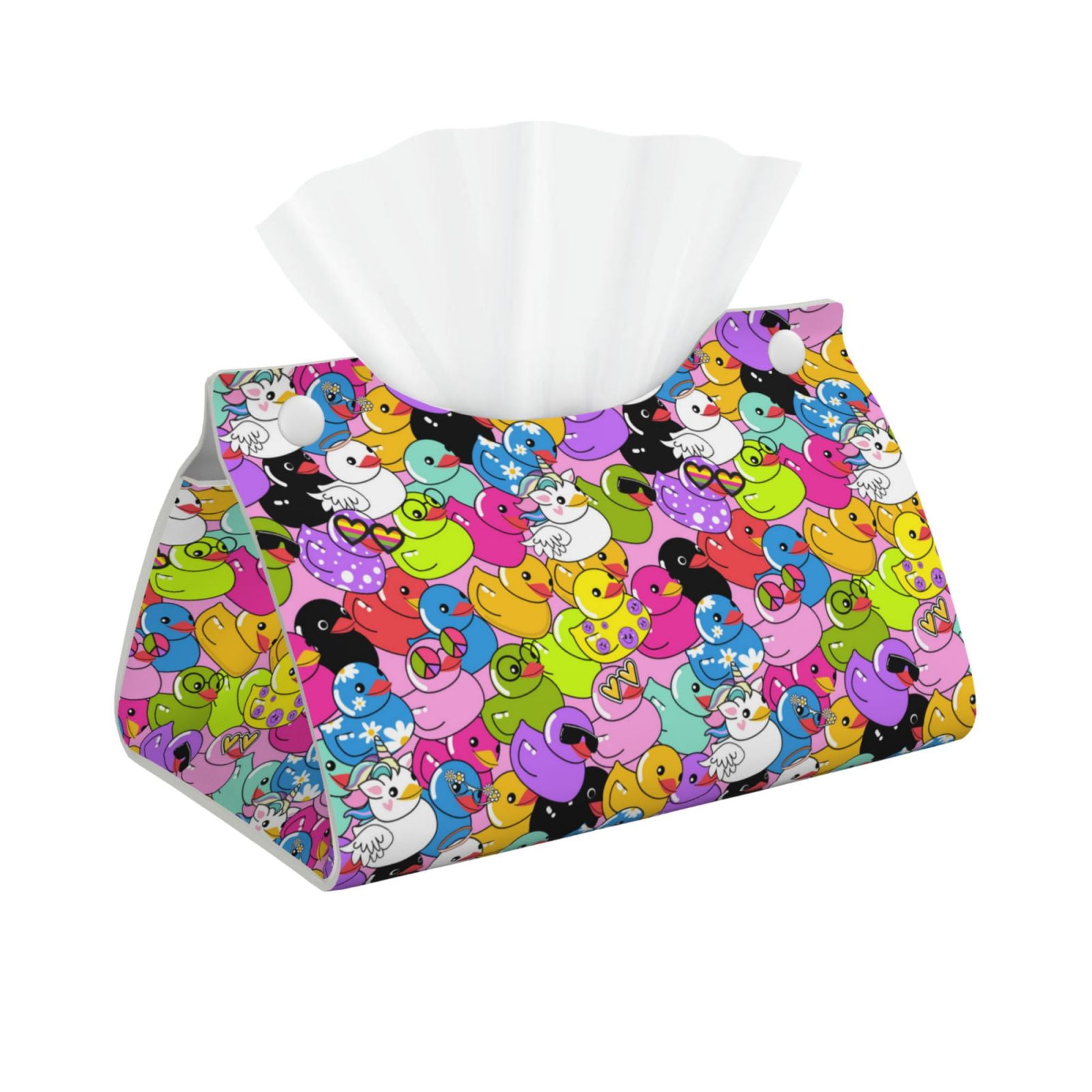Leather Tissue Box Cover - Funny Cartoon Cute Duck Colorful Long PVC ...