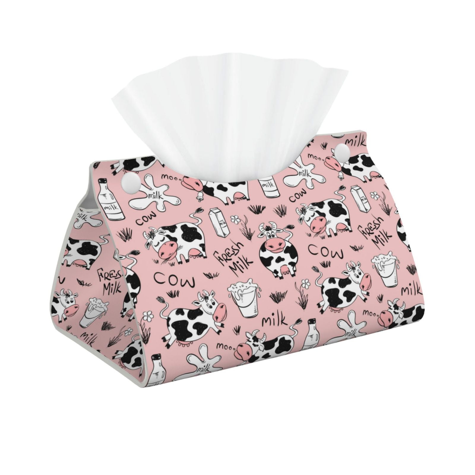 Leather Tissue Box Cover - Funny Cute Cartoon Milk Cow Long PVC Tissue ...