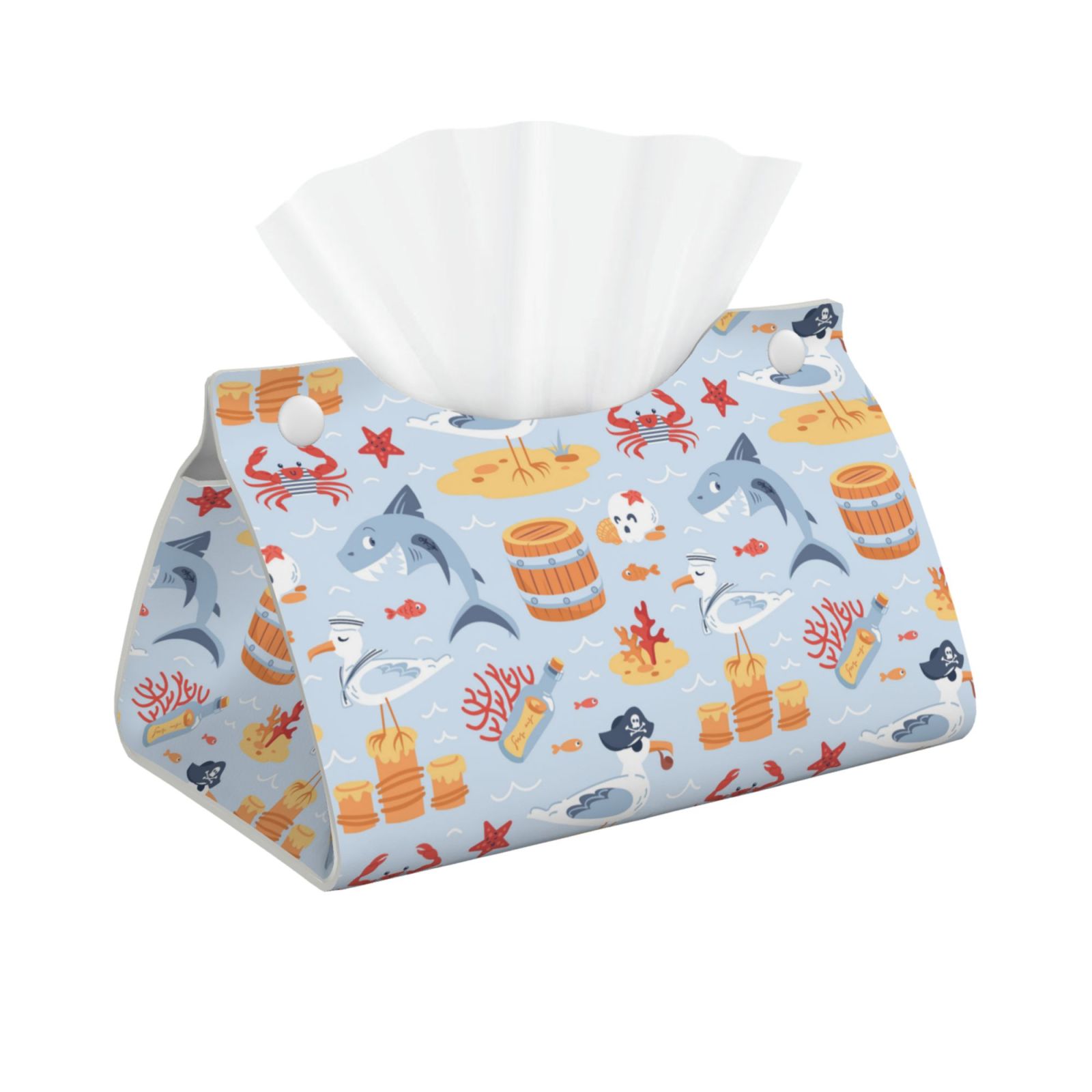 Leather Tissue Box Cover - Funny Cute Shark Pirate Duck Crab Long PVC ...