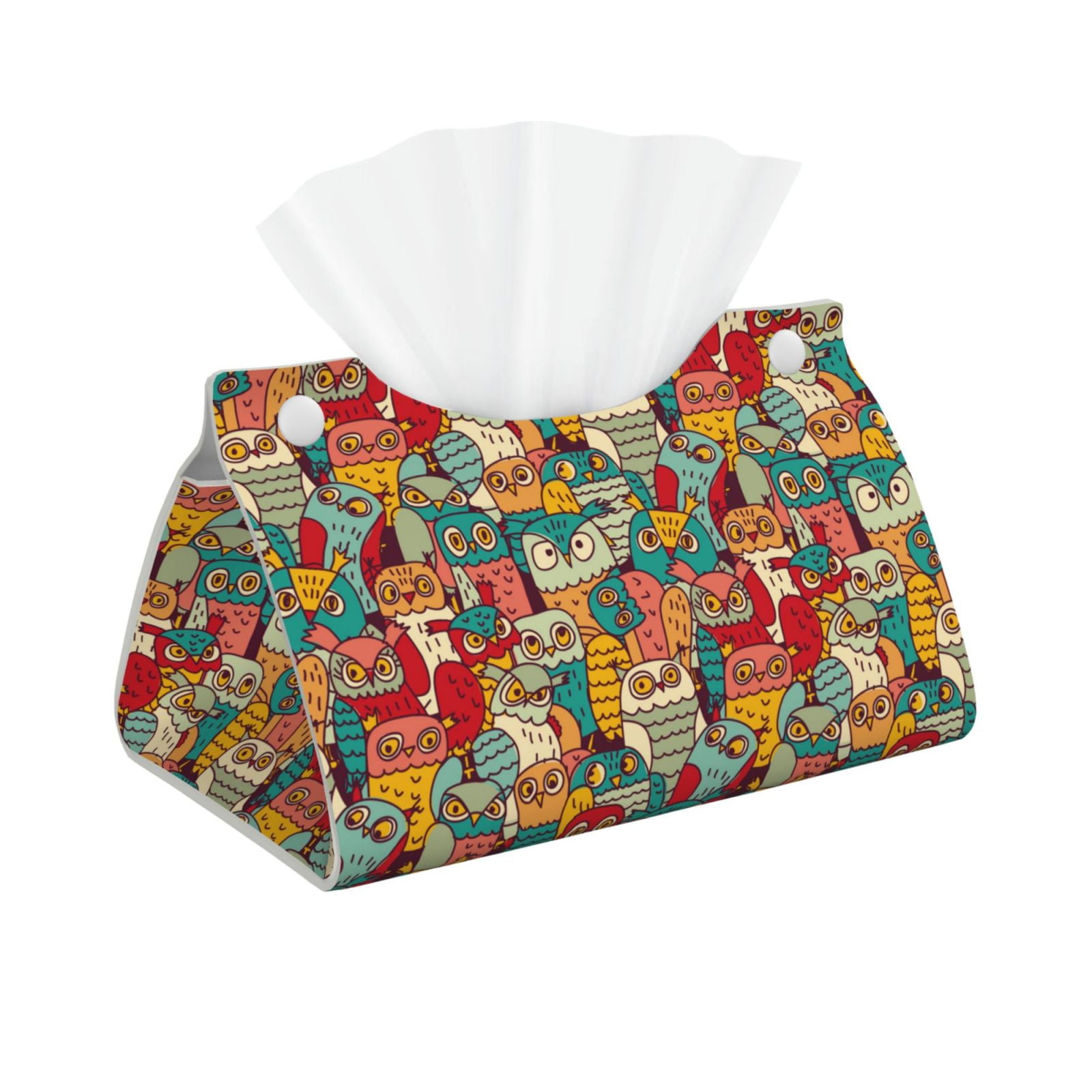 Leather Tissue Box Cover - Funny Owl Bird Long PVC Tissue Box Holder ...
