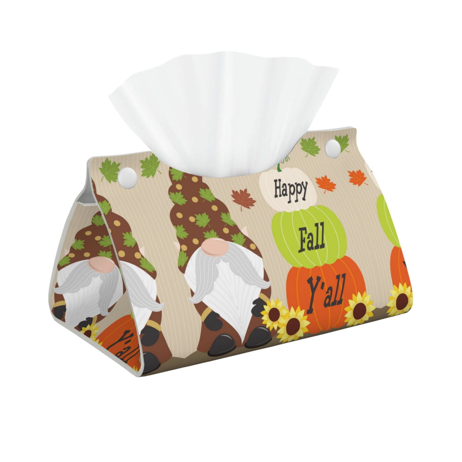 Leather Tissue Box Cover - Gnome Happy Fall Long PVC Tissue Box Holder ...