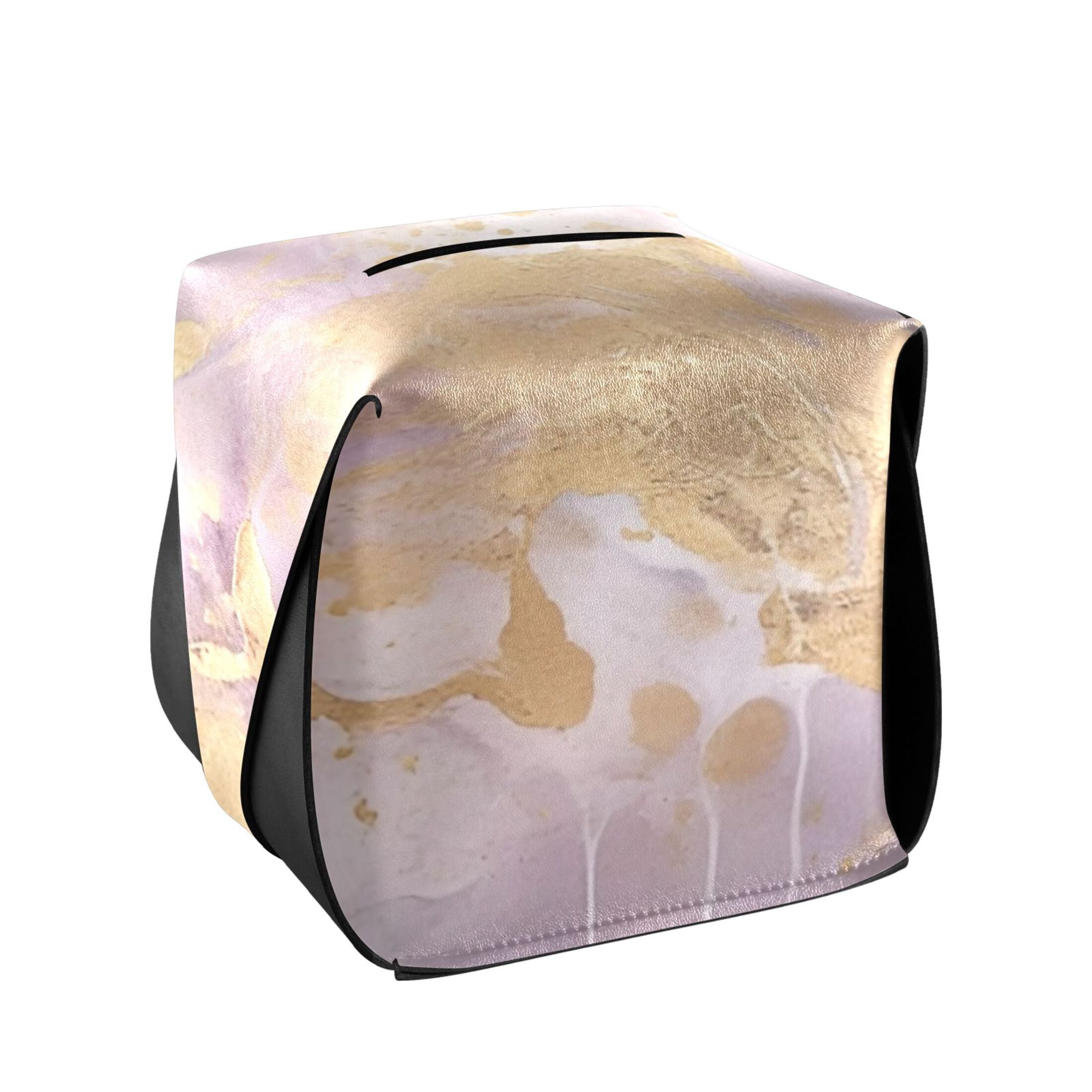 Leather Tissue Box Cover Golden and Purple Marble Facial Cube Holder ...