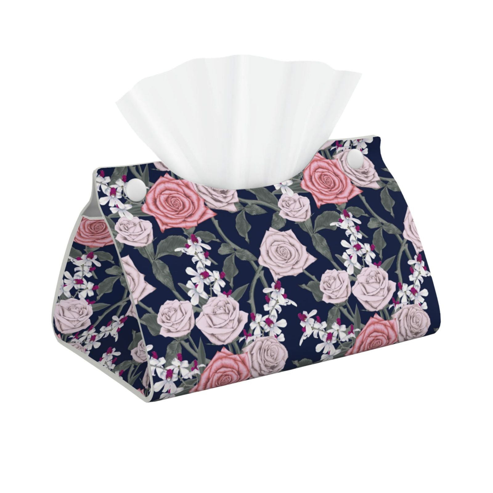 Leather Tissue Box Cover - Gorgeous Pink Rose Flowers Long PVC Tissue ...