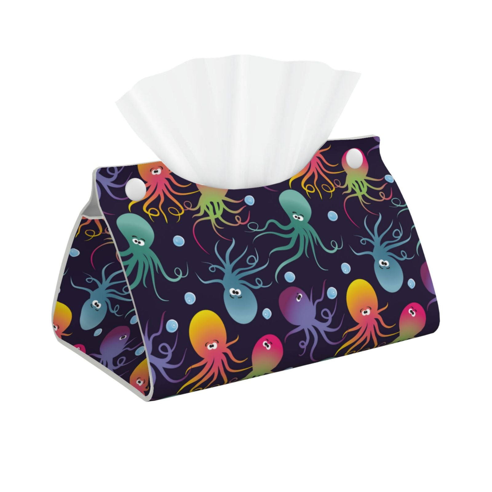 Leather Tissue Box Cover - Gradient Octopus Long PVC Tissue Box Holder ...