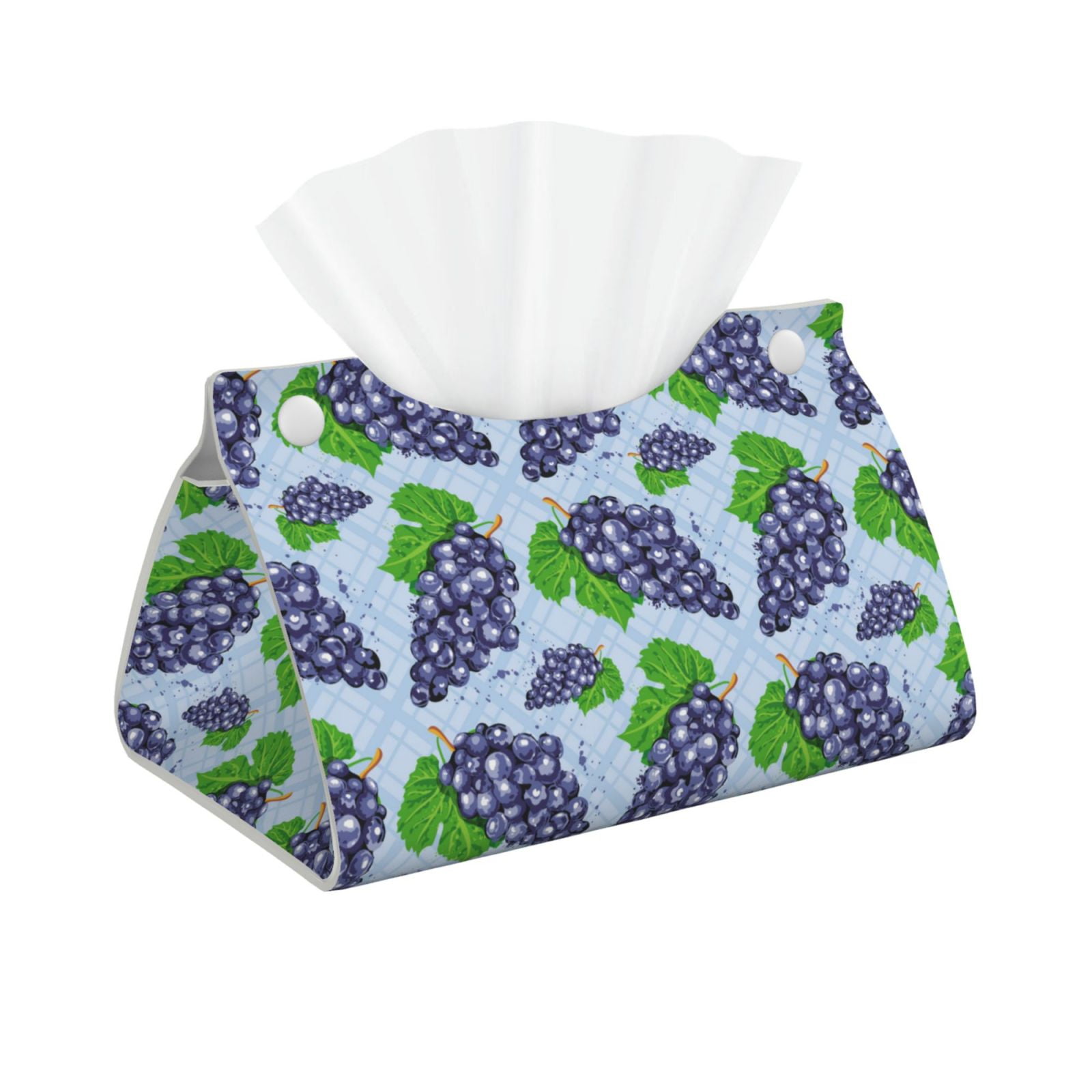 Leather Tissue Box Cover - Grape Print blue Long PVC Tissue Box Holder ...