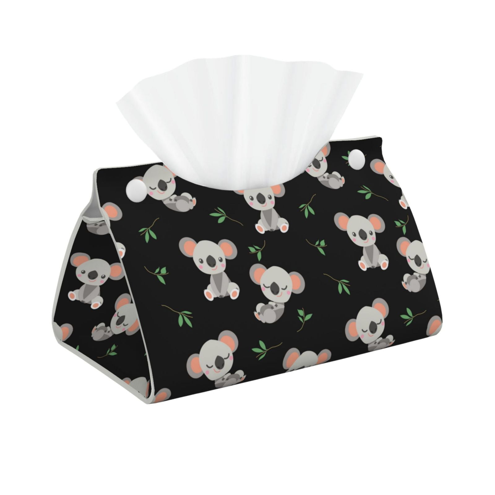 Leather Tissue Box Cover - Gray Black Koala Print Long PVC Tissue Box ...