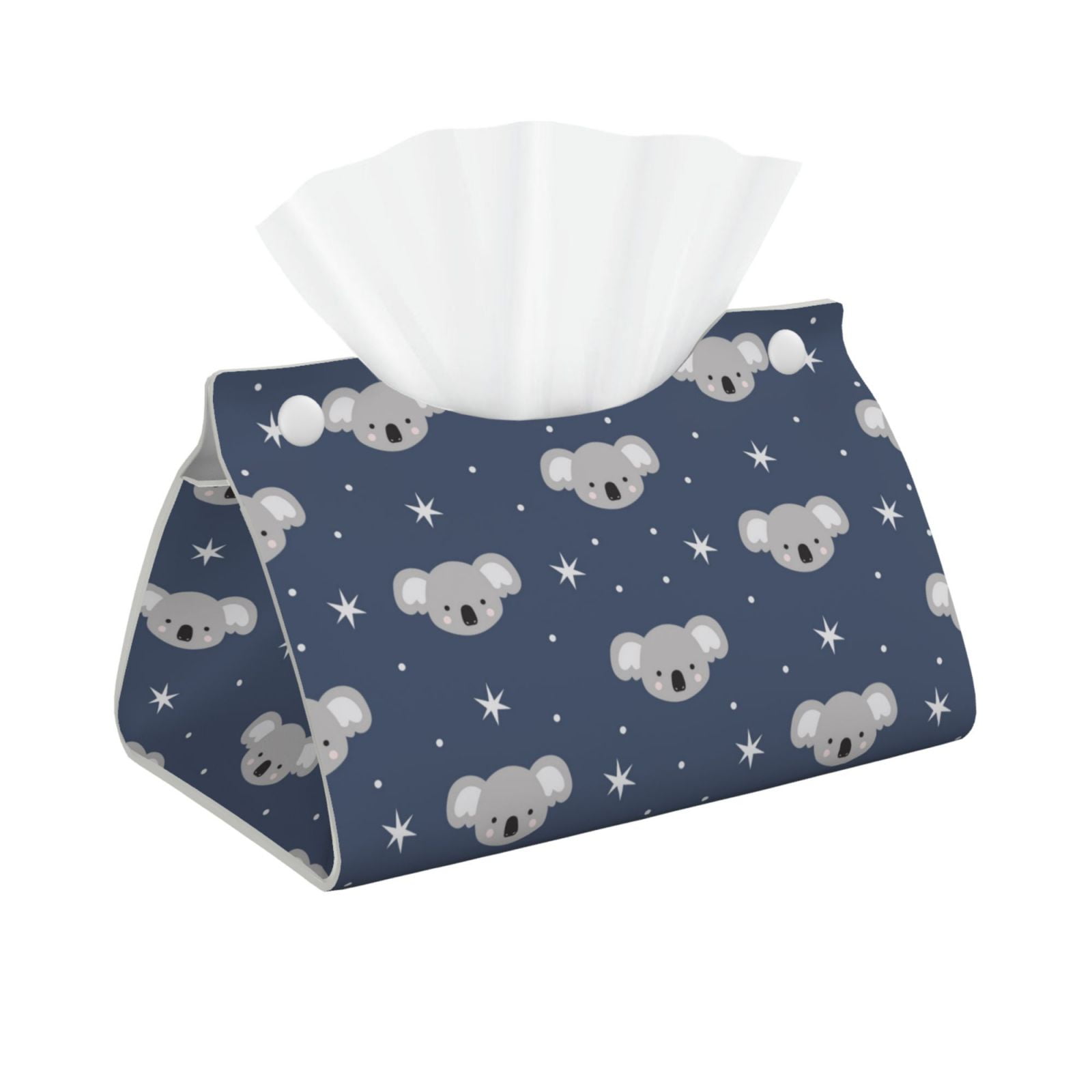 Leather Tissue Box Cover - Gray-Blue Koala Print Long PVC Tissue Box ...