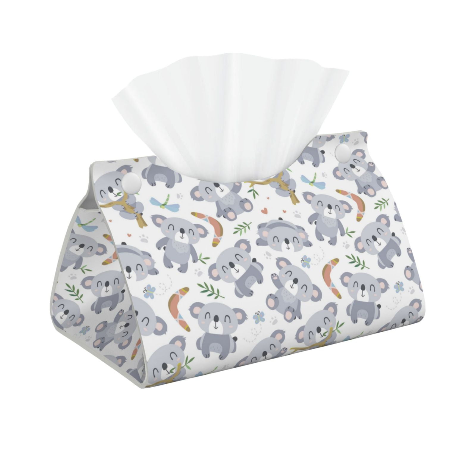 Leather Tissue Box Cover - Gray Butterfly Koala Long PVC Tissue Box ...