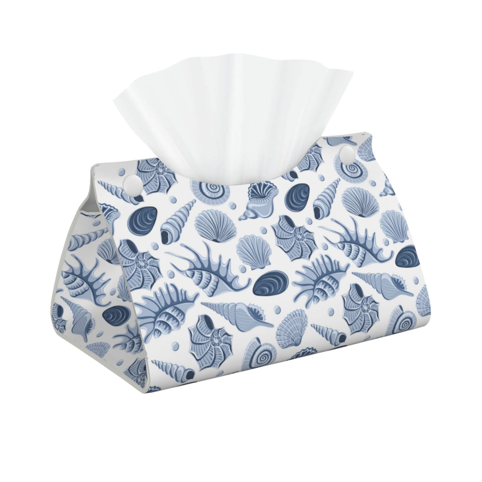 Leather Tissue Box Cover - Gray Conch Shell Long PVC Tissue Box Holder ...