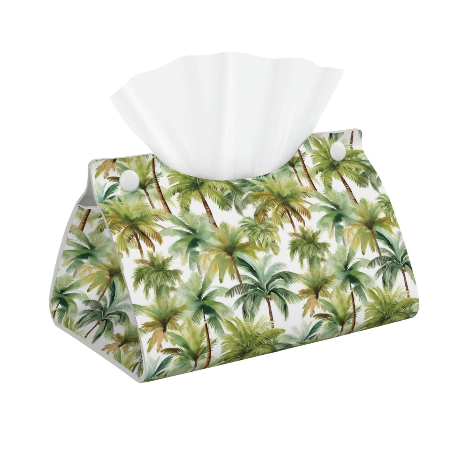 Leather Tissue Box Cover - Green Coconut Tree Long PVC Tissue Box ...