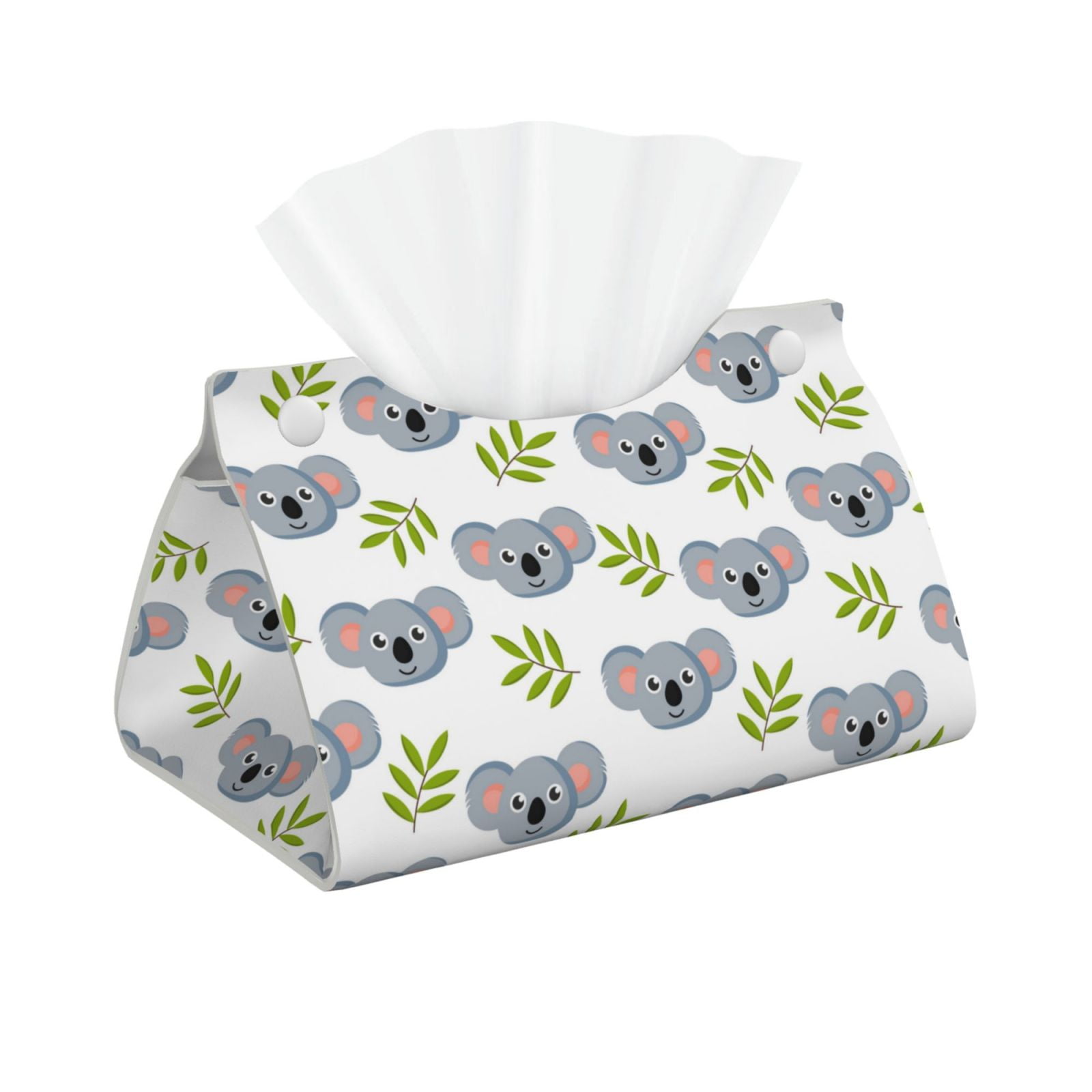 Leather Tissue Box Cover - Green Leaf Gray Koala Long PVC Tissue Box ...