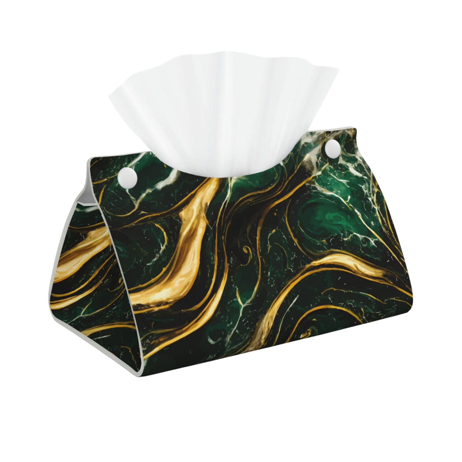 Leather Tissue Box Cover - Green Marble Long PVC Tissue Box Holder for ...