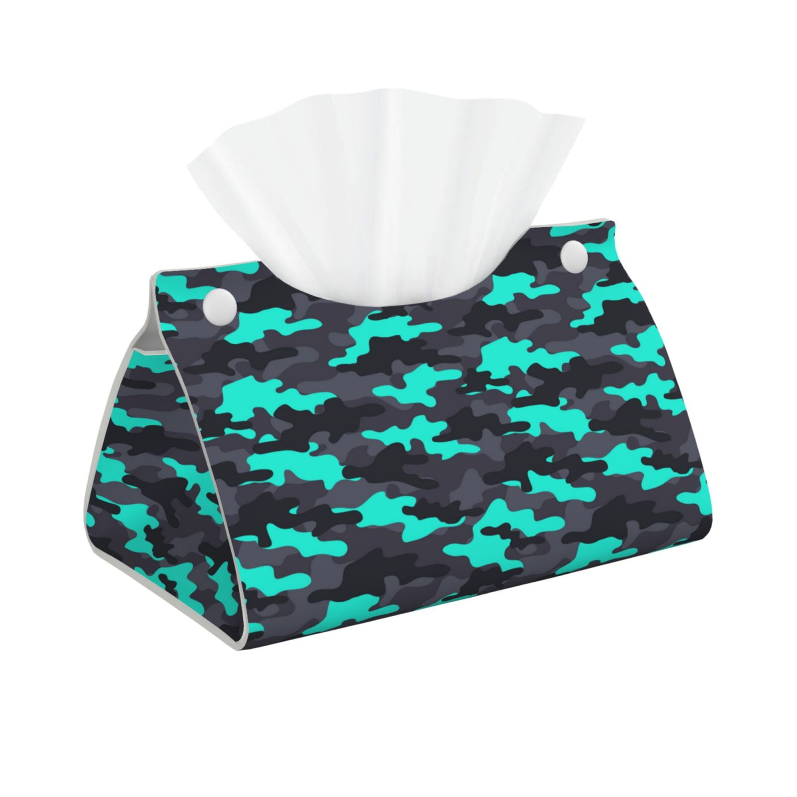 Leather Tissue Box Cover - Grey Green Camouflage Long PVC Tissue Box ...