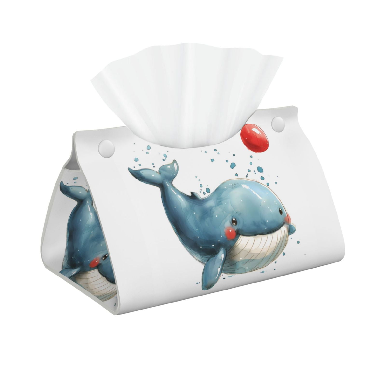 Leather Tissue Box Cover - Happy Blue Whale Cartoon Long PVC Tissue Box ...