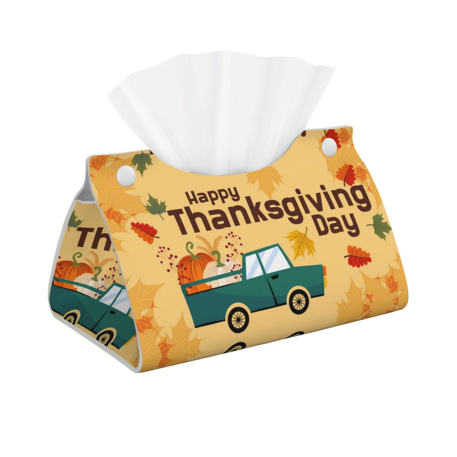 Leather Tissue Box Cover - Happy Thanksgiving Day Long PVC Tissue Box ...