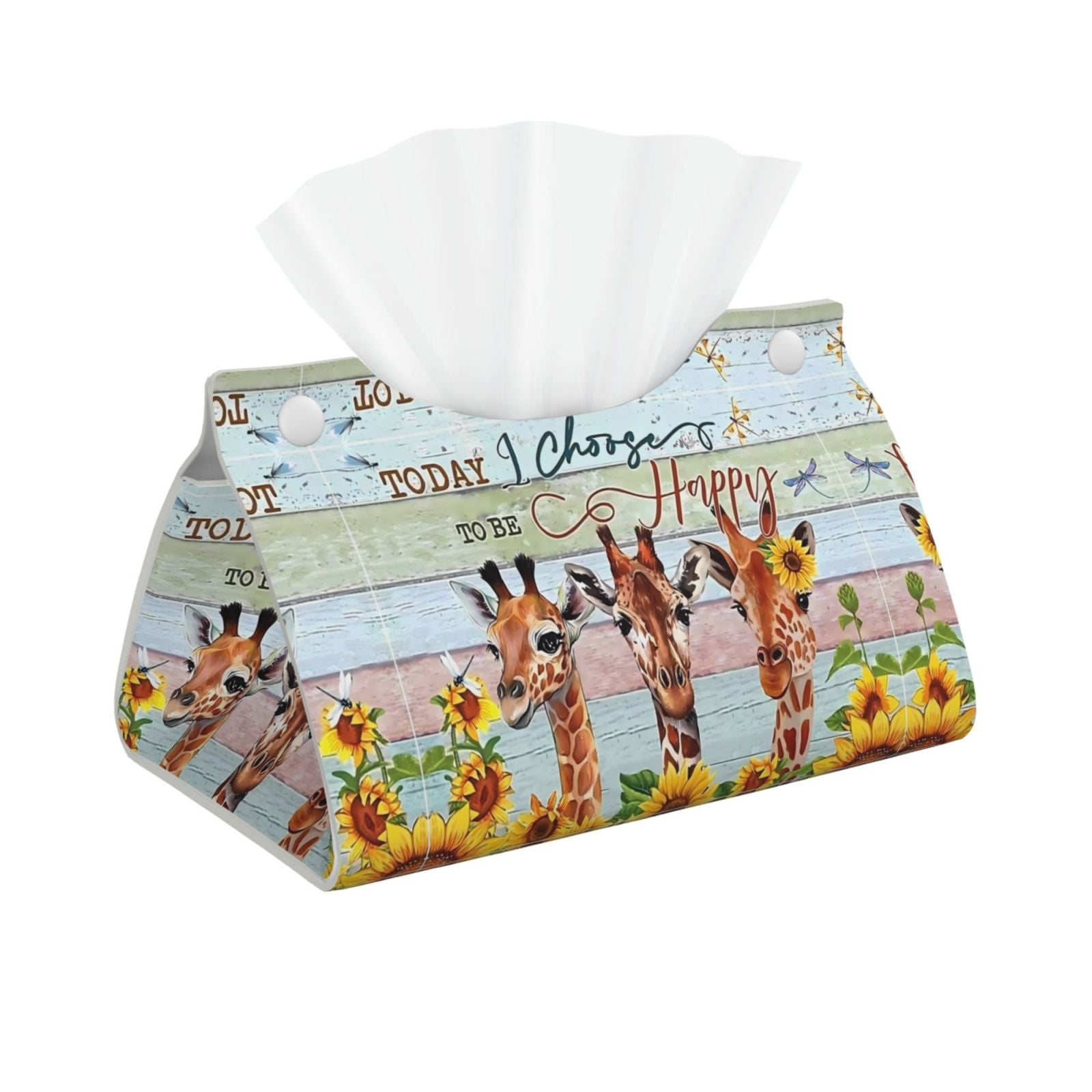 Leather Tissue Box Cover - Happy Today Giraffe Sunflower Long PVC ...