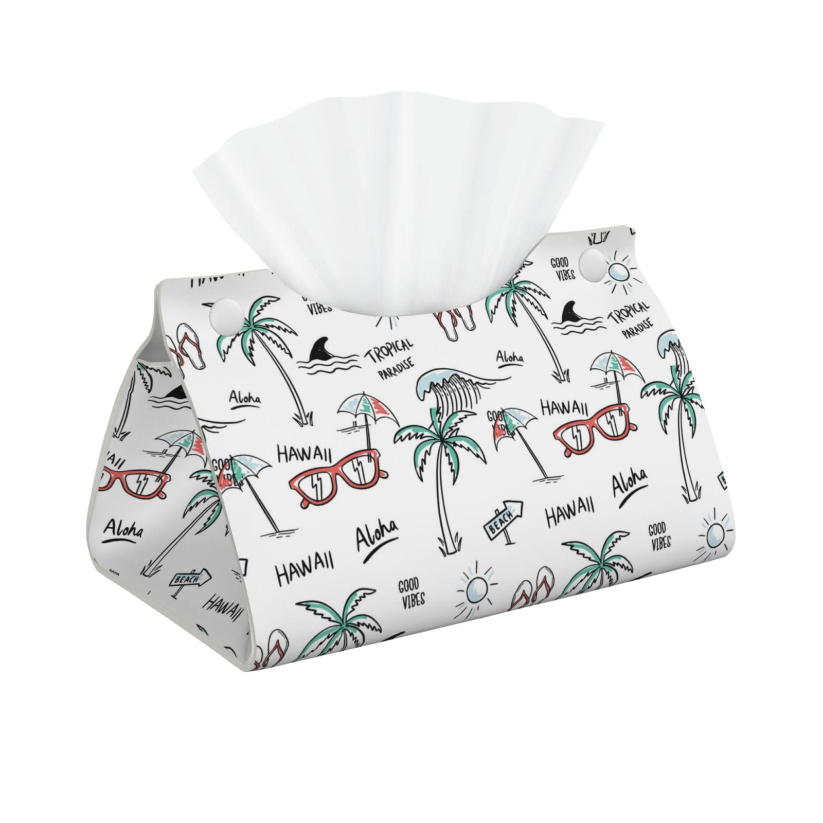 Leather Tissue Box Cover - Hawaii Palm trees flip flops Long PVC Tissue ...