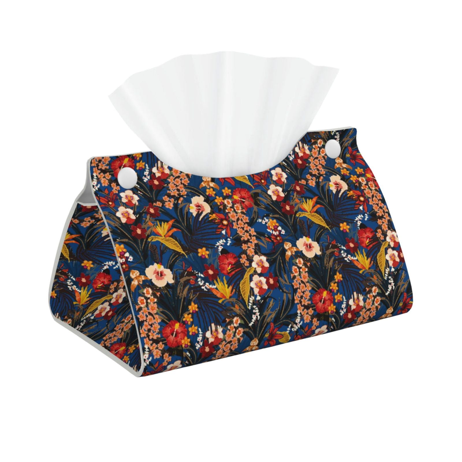 Leather Tissue Box Cover - Hawaiian Style Colorful Flowers Long PVC ...