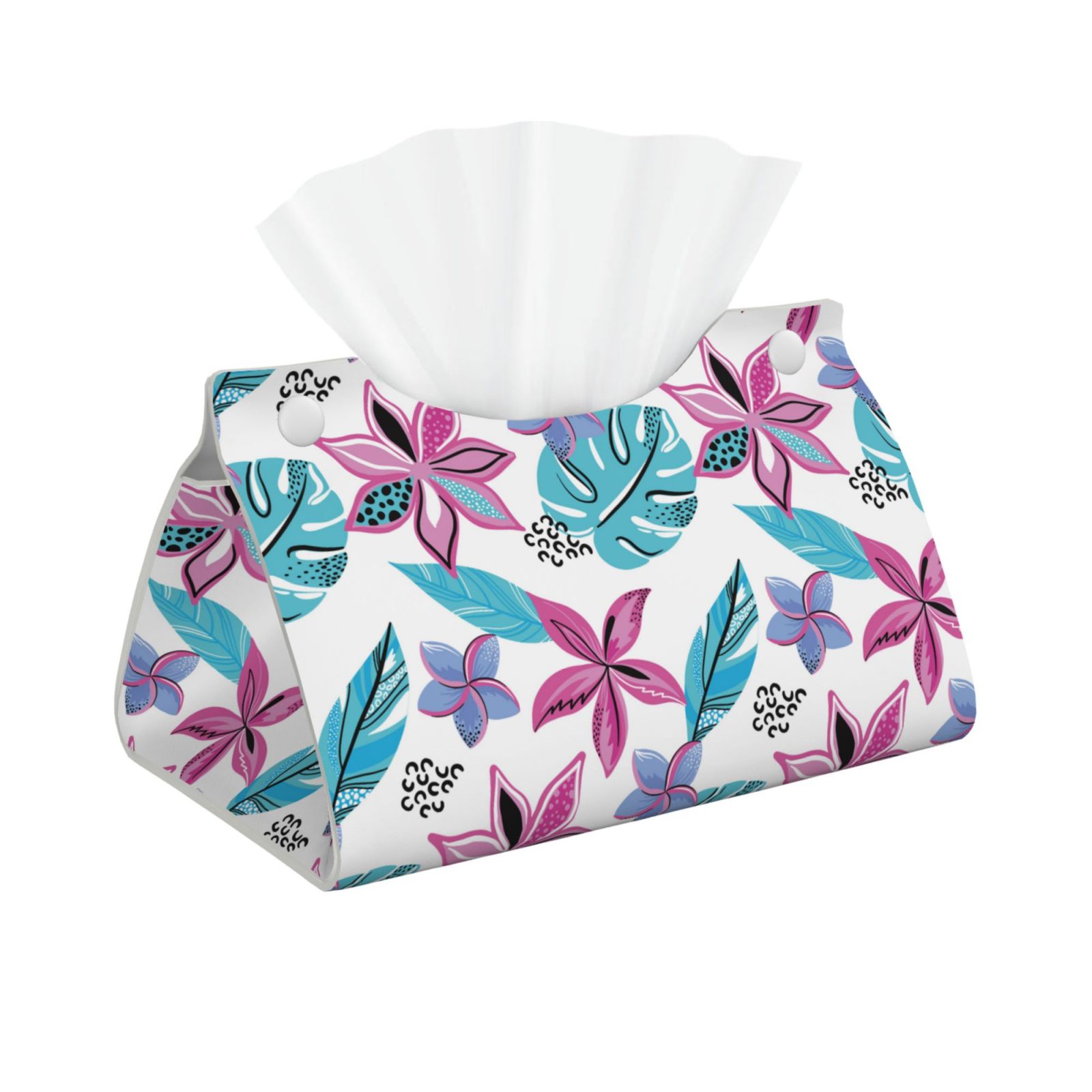 Leather Tissue Box Cover - Hawaiian Style Flower Leaves Long PVC Tissue ...