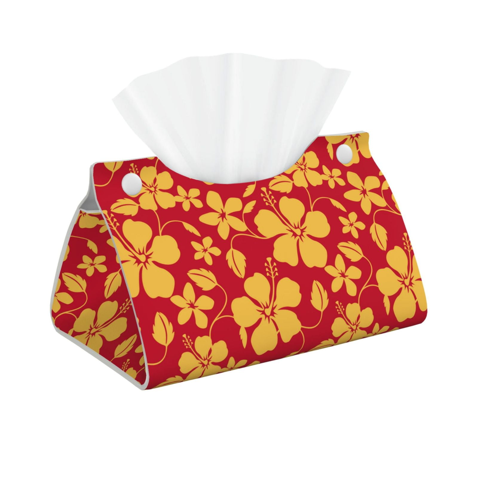 Leather Tissue Box Cover - Hawaiian Style Red Yellow Long PVC Tissue ...