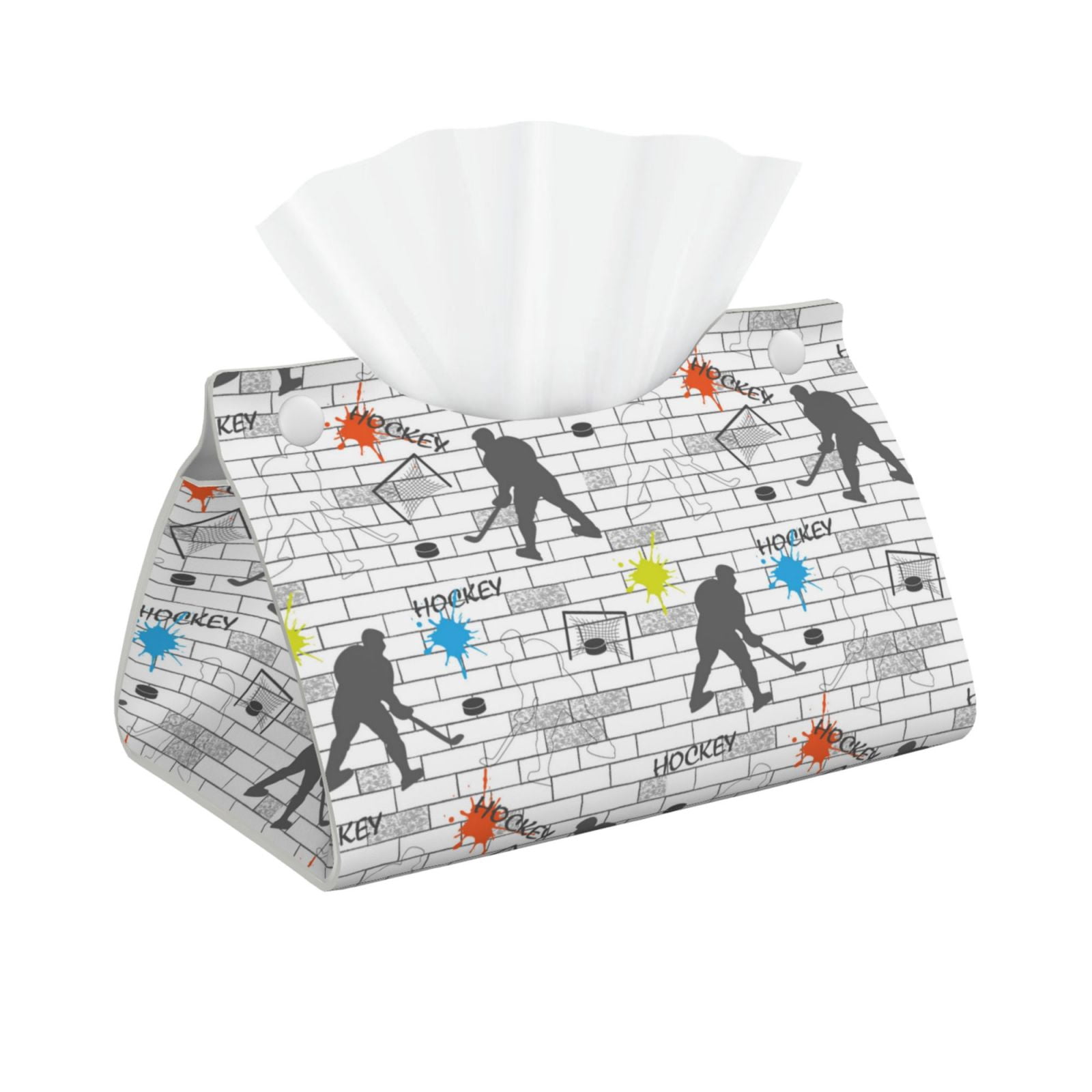 Leather Tissue Box Cover - Hockey players funny Long PVC Tissue Box ...