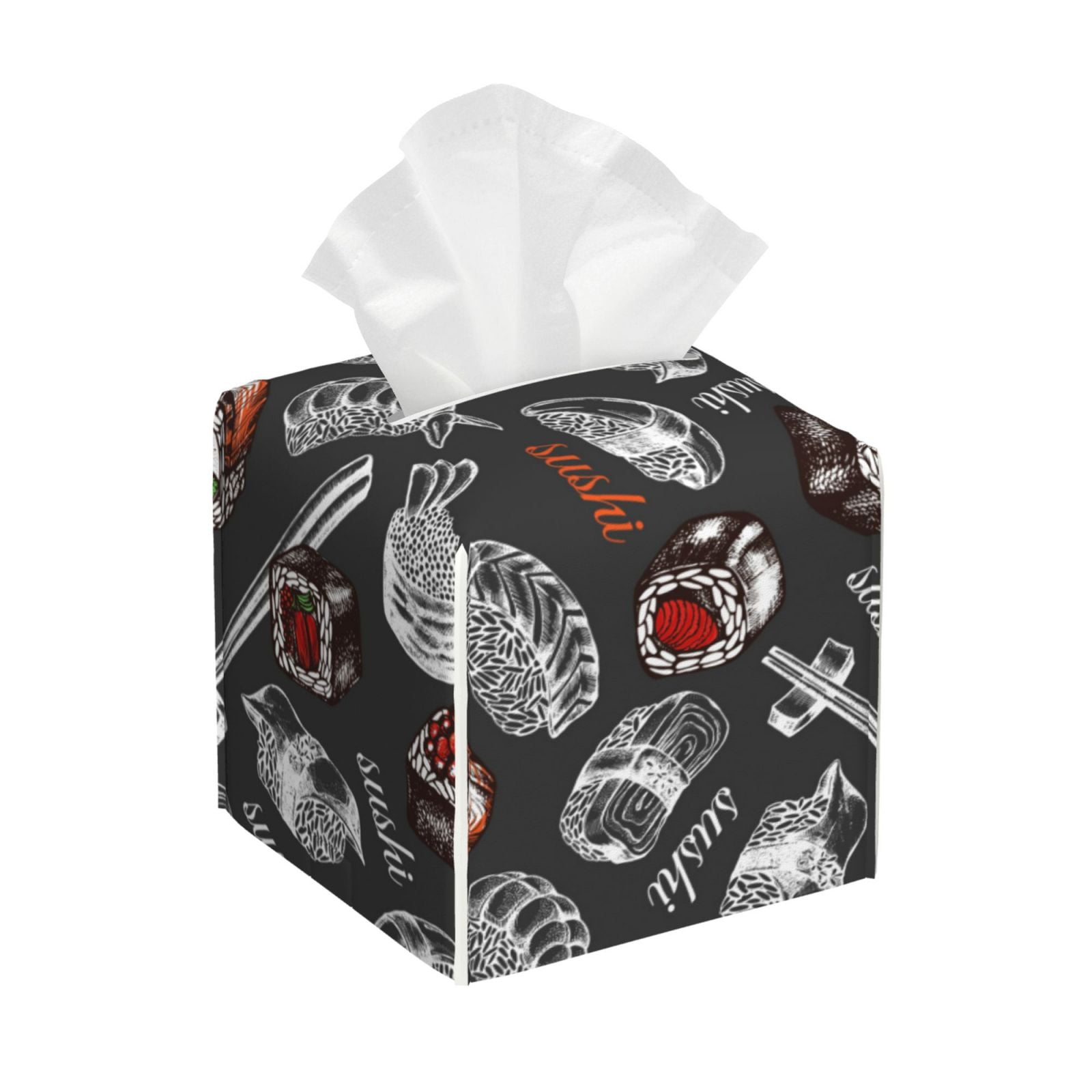 Leather Tissue Box Cover - Japanese Sushi Hashi Tissue Box Holder ...