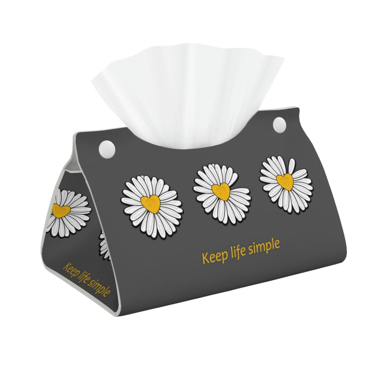 Leather Tissue Box Cover - Keep Life Simple Daisy Flower Long PVC ...