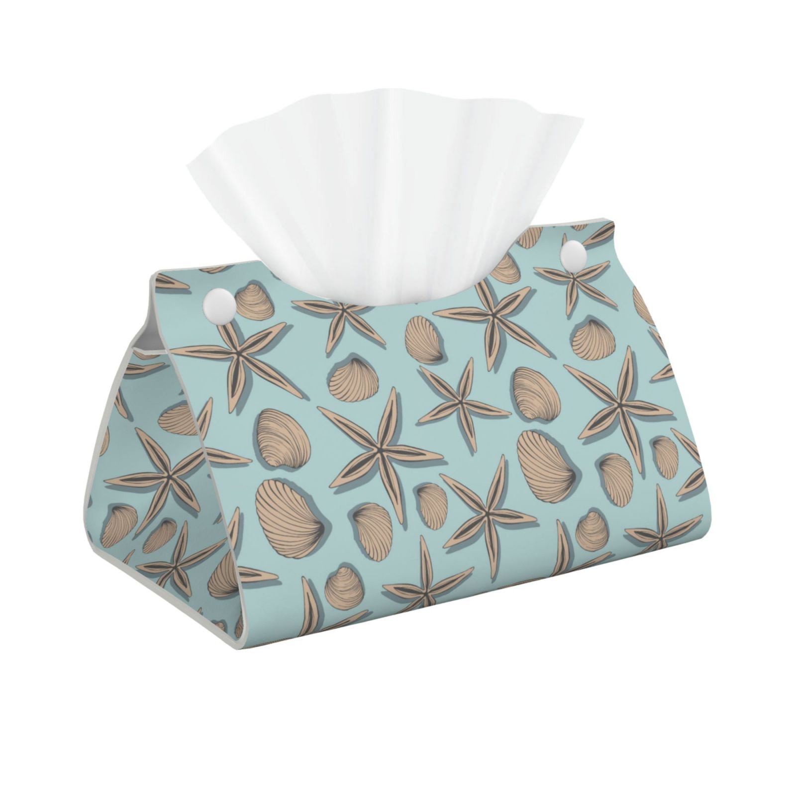 Leather Tissue Box Cover - Khaki Shell Long PVC Tissue Box Holder for ...
