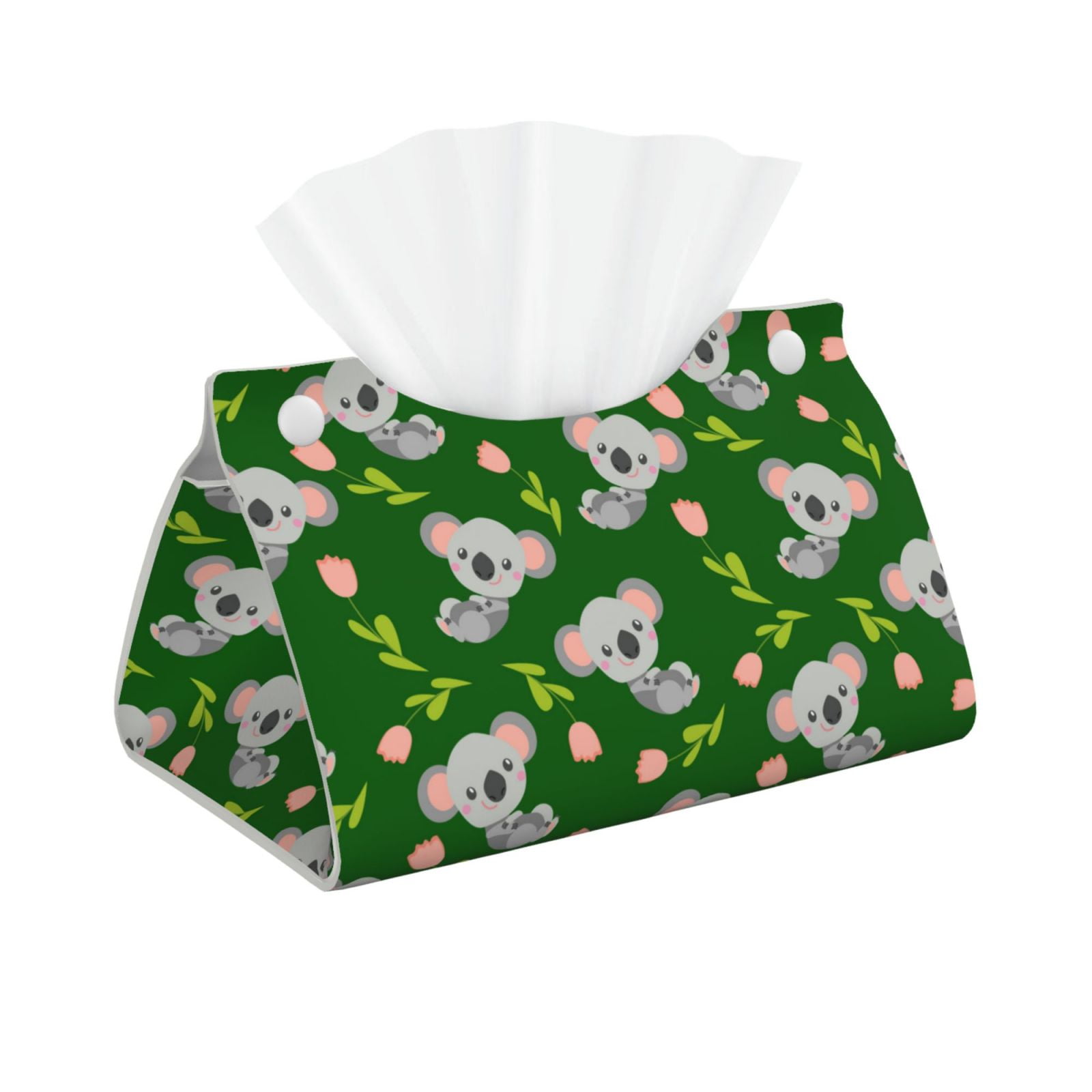 Leather Tissue Box Cover - Koala Tulip Print Green Long PVC Tissue Box ...