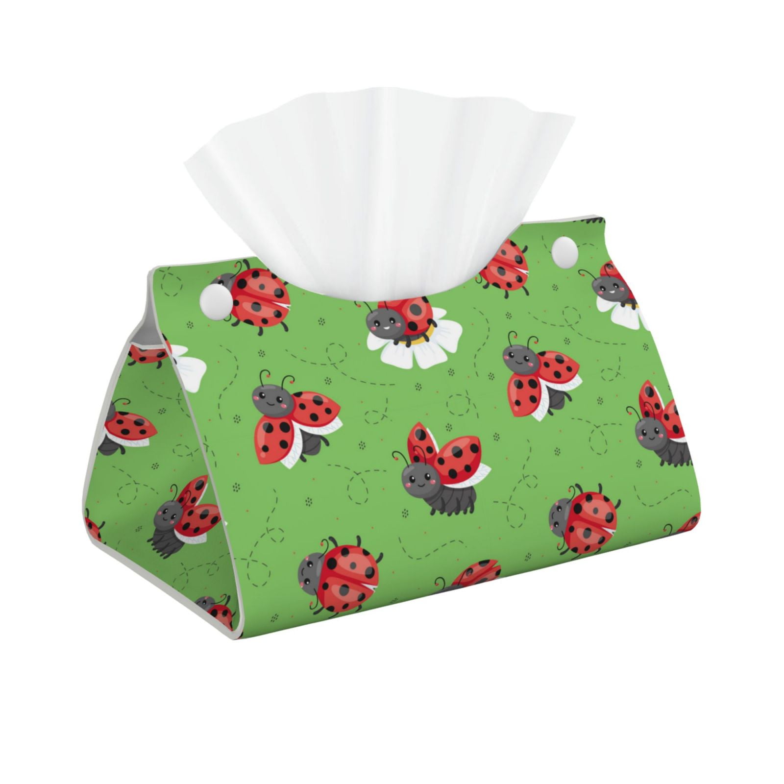 Leather Tissue Box Cover - Ladybug Green Long PVC Tissue Box Holder for ...