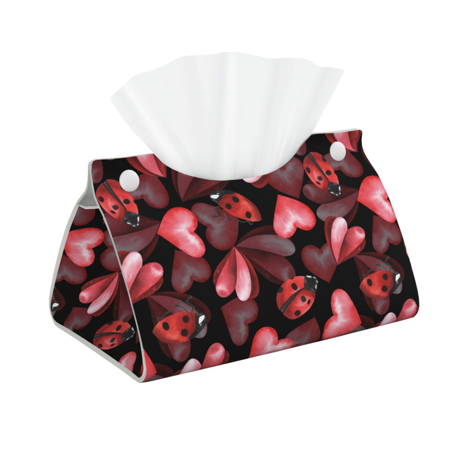 Leather Tissue Box Cover - Ladybugs and Red Hearts Long PVC Tissue Box ...