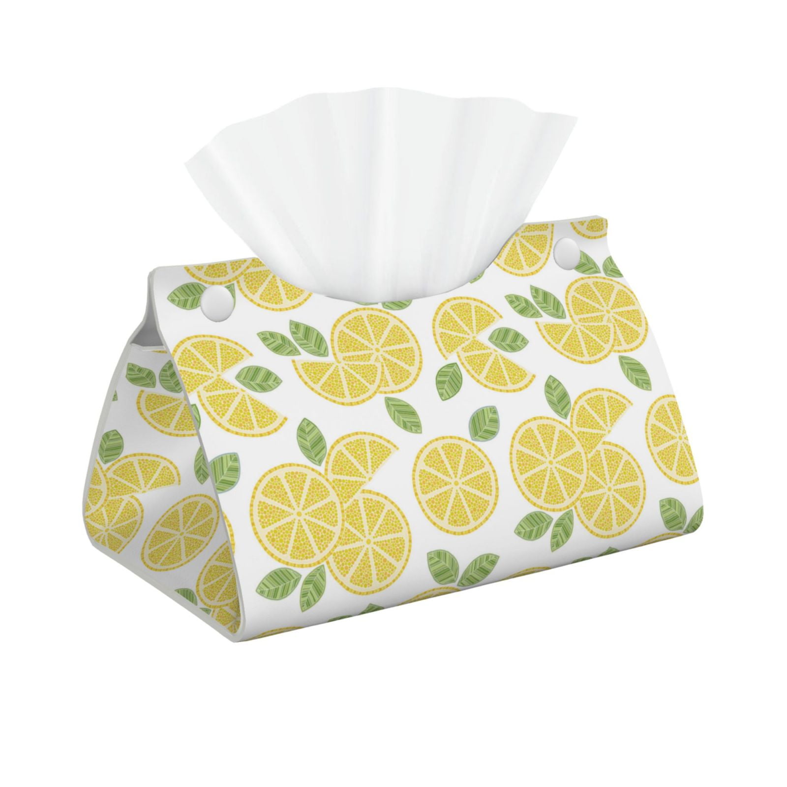 Leather Tissue Box Cover - Lemon slices Long PVC Tissue Box Holder for ...