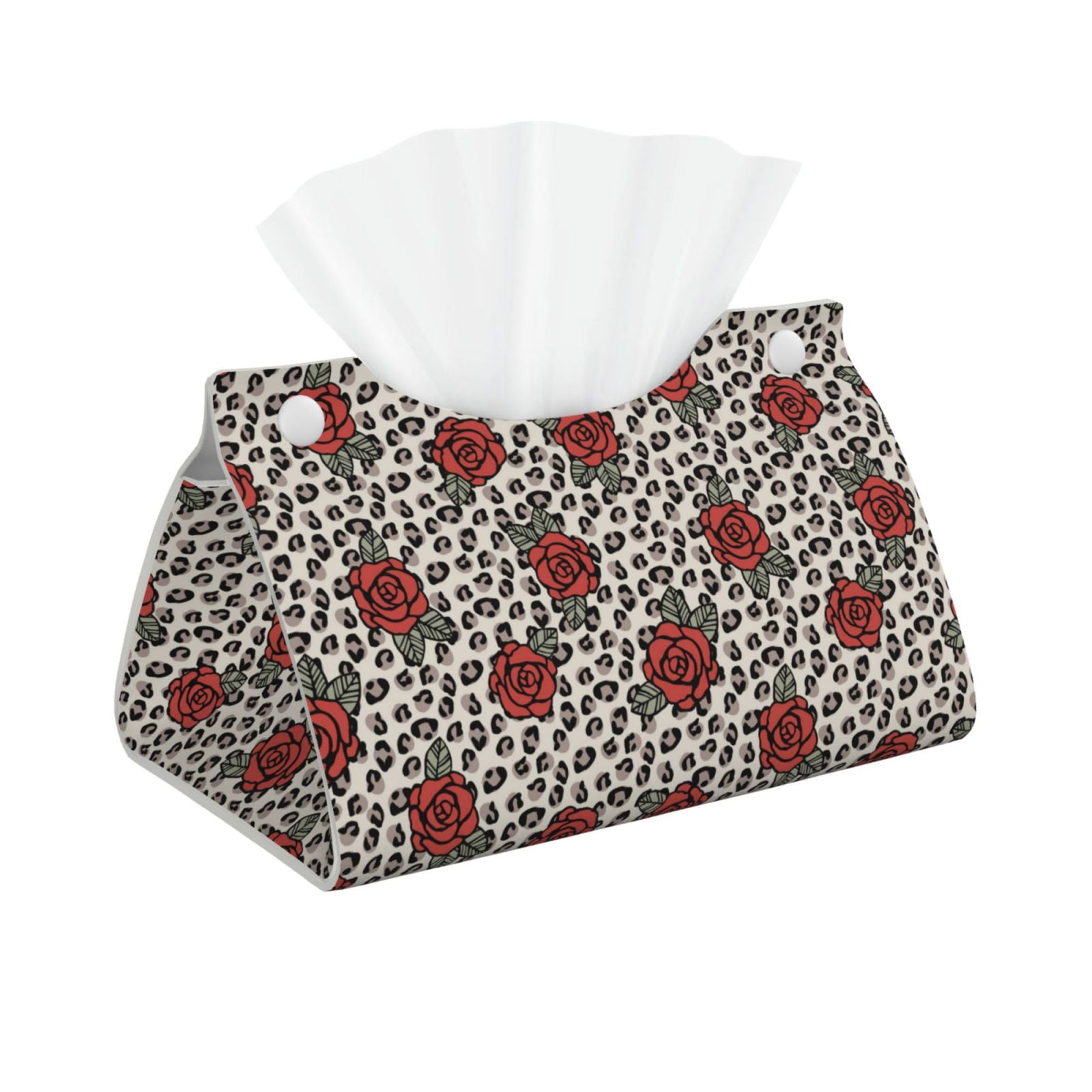 Leather Tissue Box Cover - Leopard print Rose Long PVC Tissue Box ...
