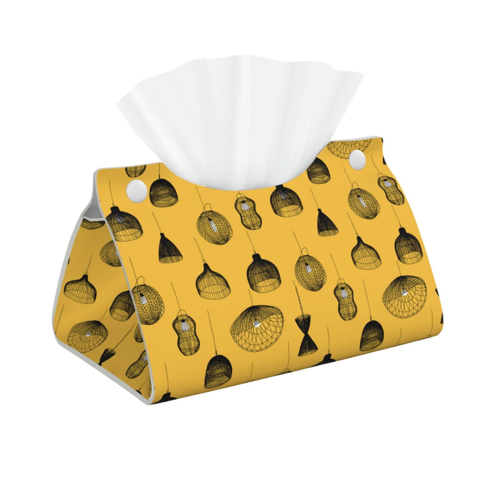 Leather Tissue Box Cover - Light Bulbs Print yellow Long PVC Tissue Box ...