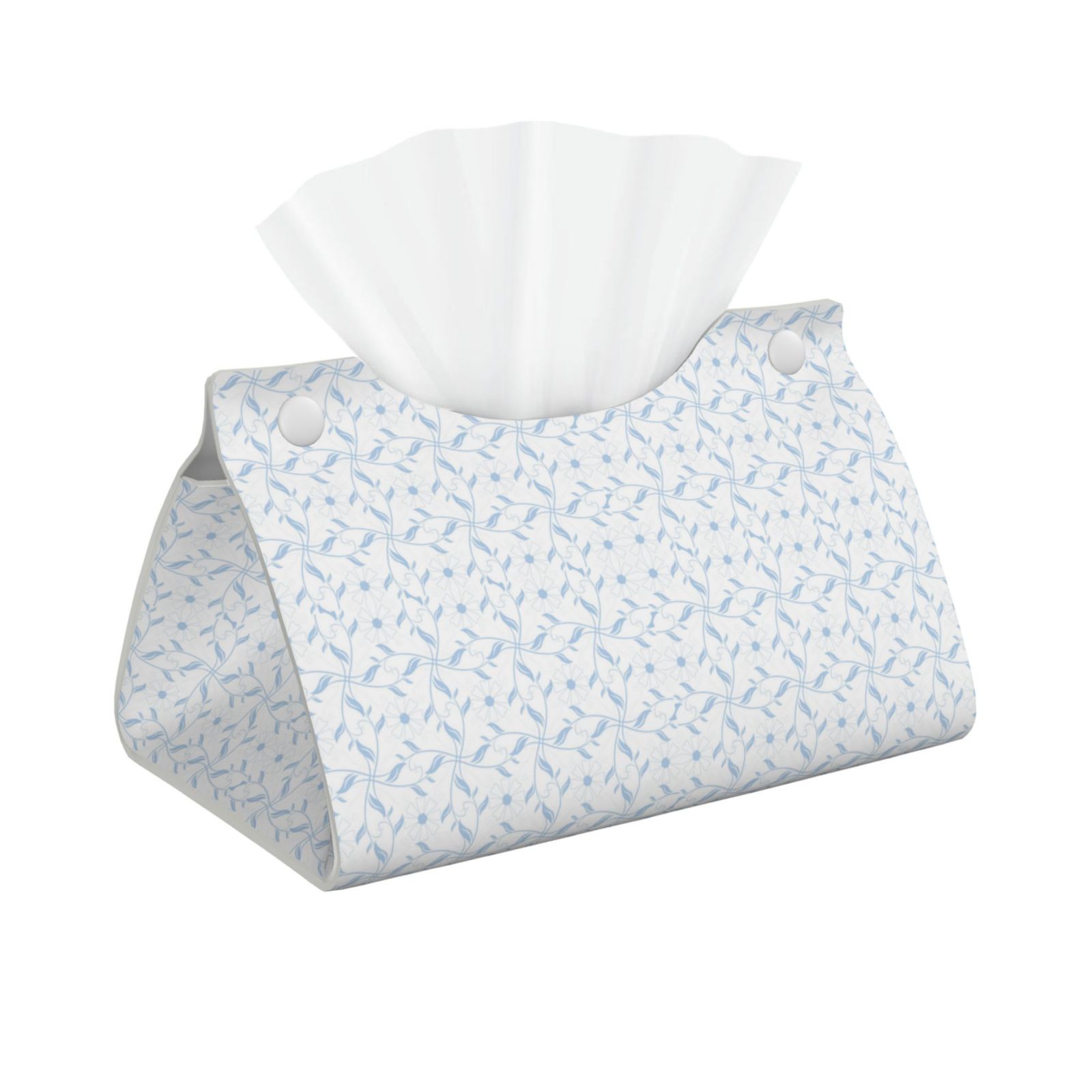 Leather Tissue Box Cover - Lightblue floral Long PVC Tissue Box Holder ...