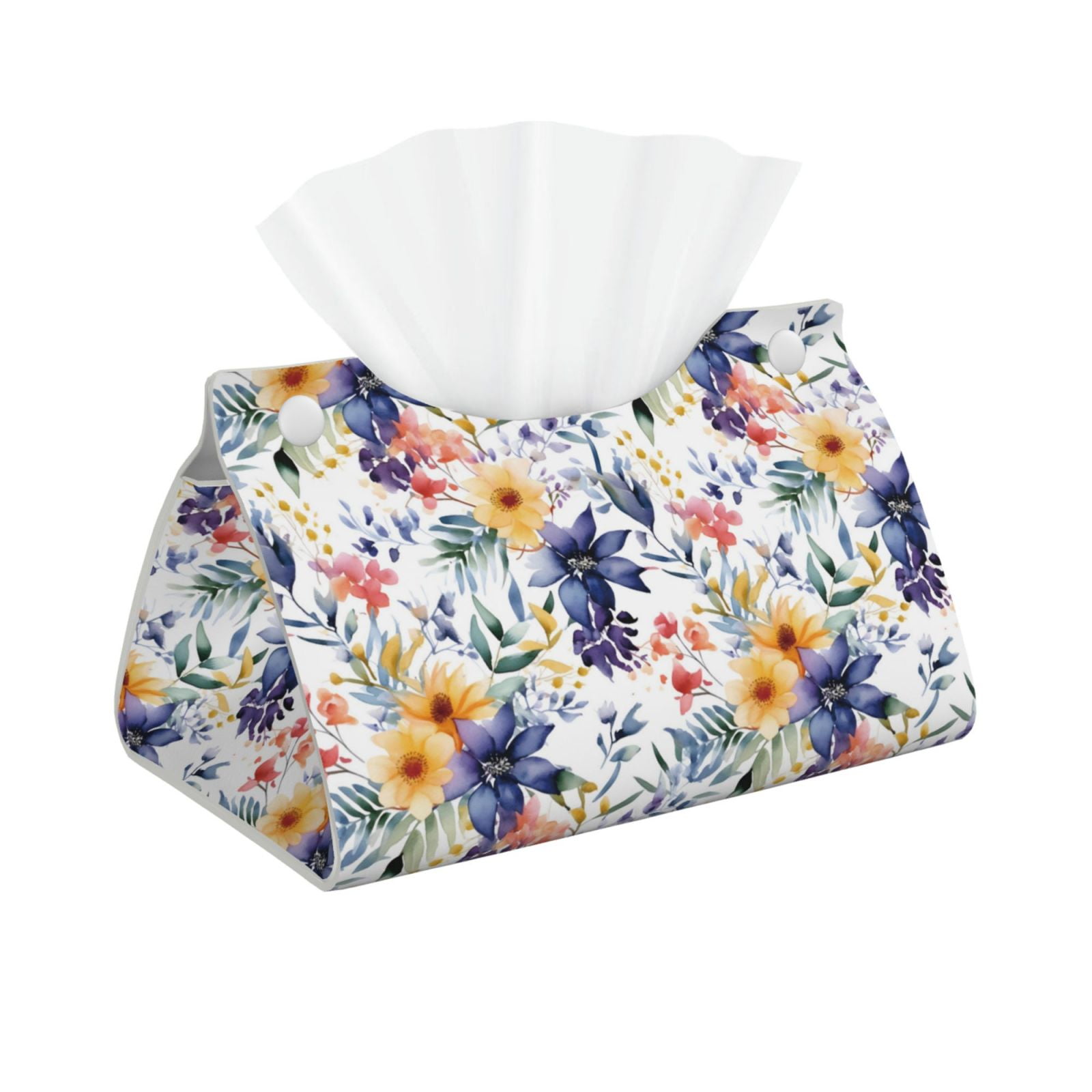 Leather Tissue Box Cover - Lilies Flowers Purple Yellow Long PVC Tissue ...