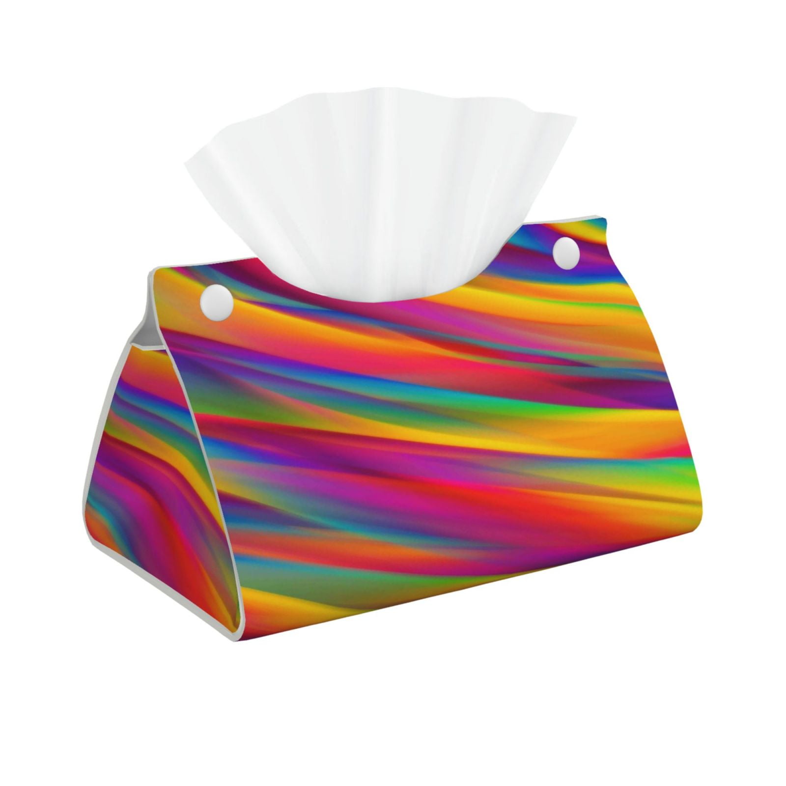 Leather Tissue Box Cover - Lines Multicolored Rainbow Long PVC Tissue ...
