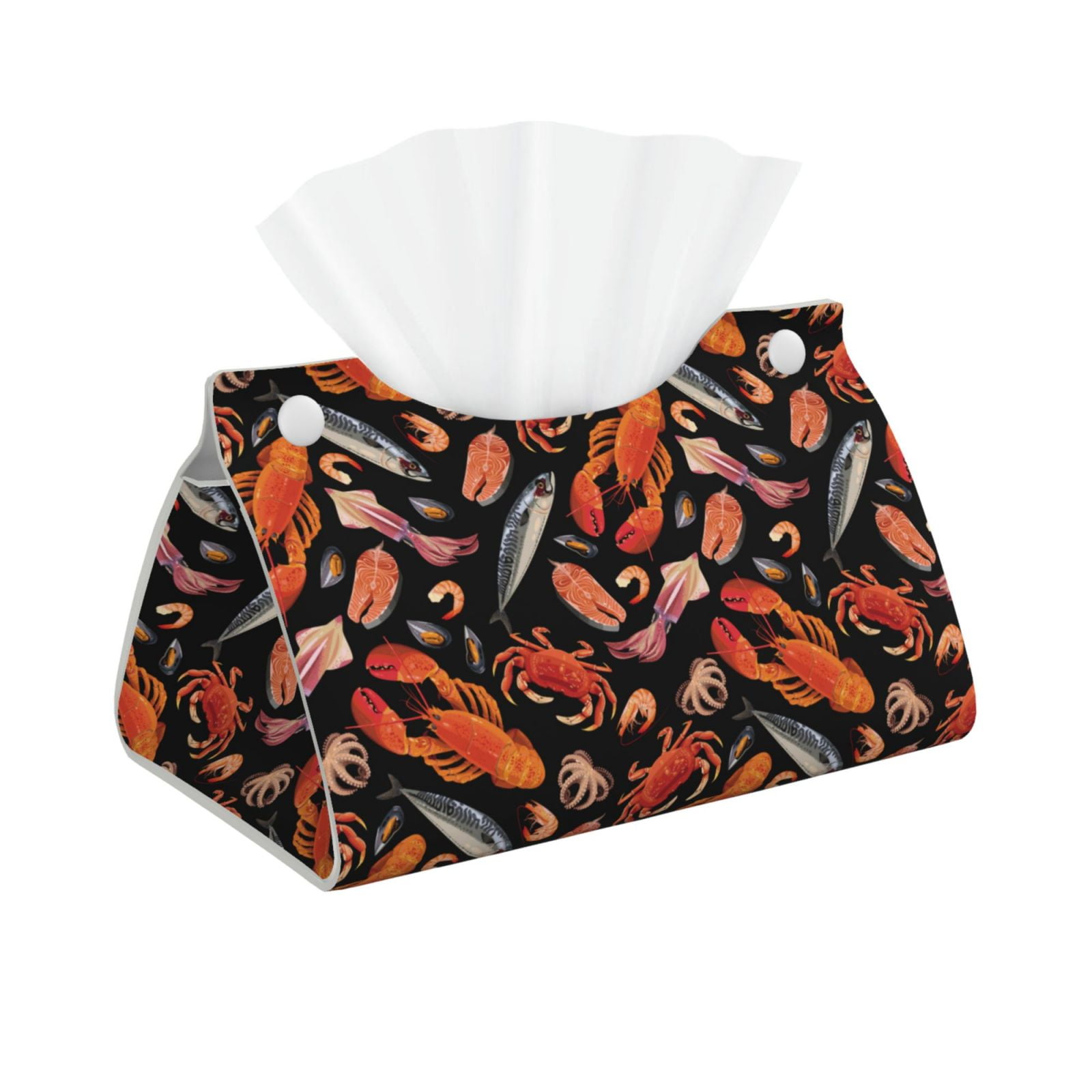 Leather Tissue Box Cover - Lobster Squid Crab Long PVC Tissue Box ...