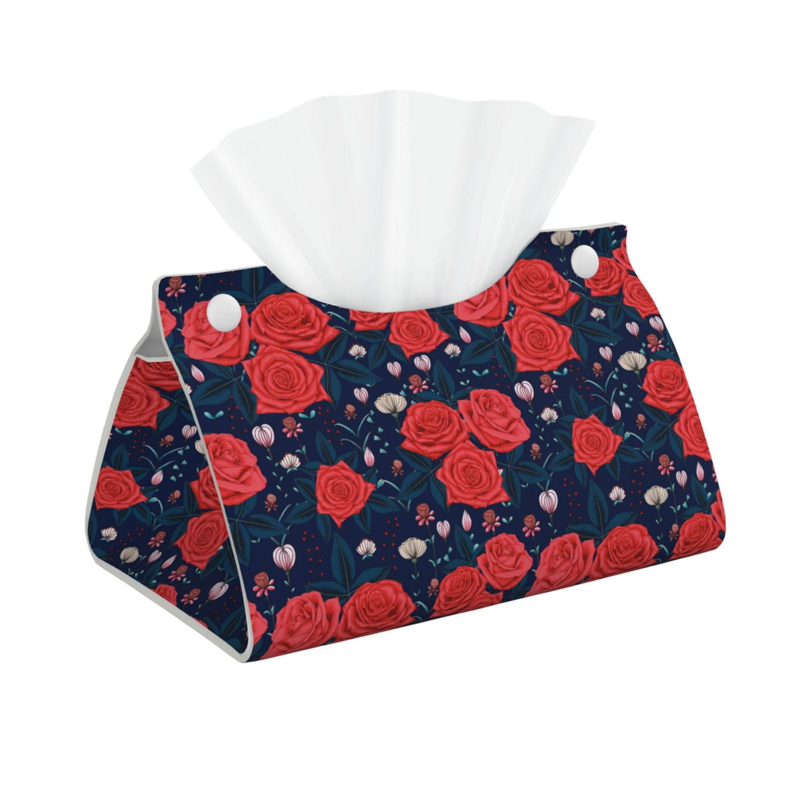 Leather Tissue Box Cover - Lotus Root Rose Flowers Long PVC Tissue Box ...