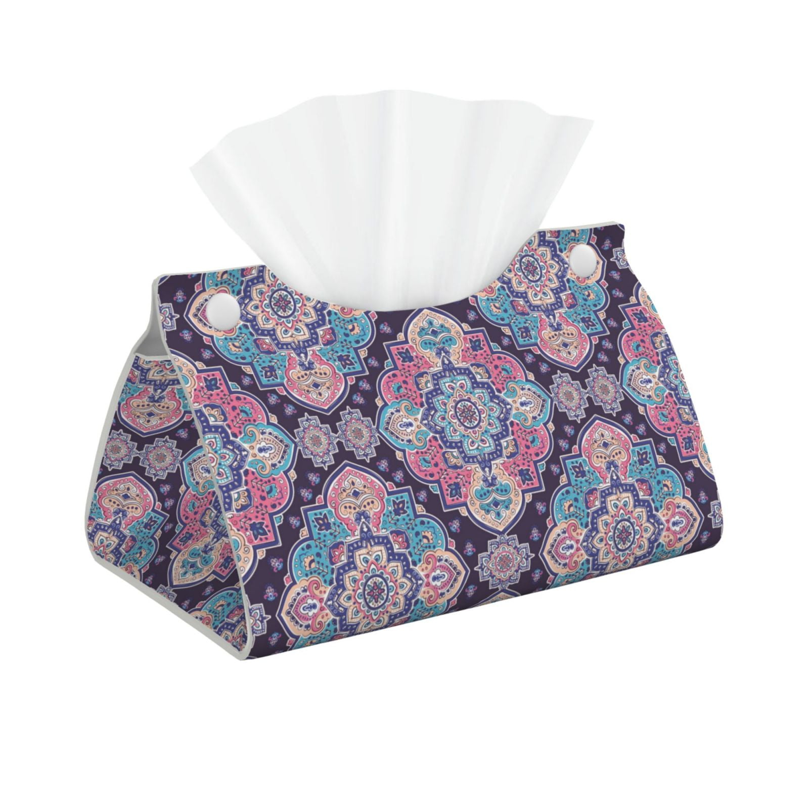 Leather Tissue Box Cover - Mandala Boho Pattern Long PVC Tissue Box ...