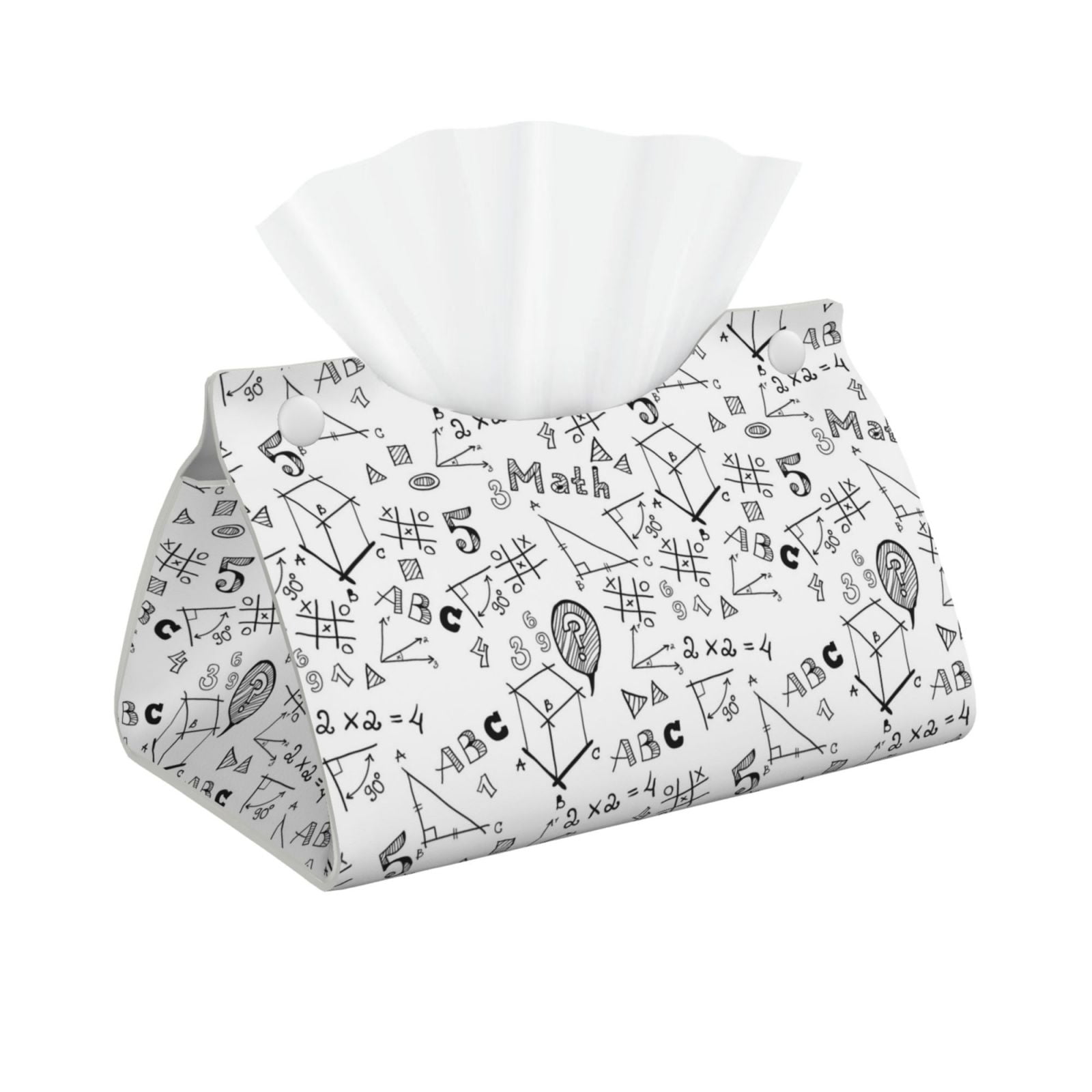 Leather Tissue Box Cover - Math letter Print Long PVC Tissue Box Holder ...
