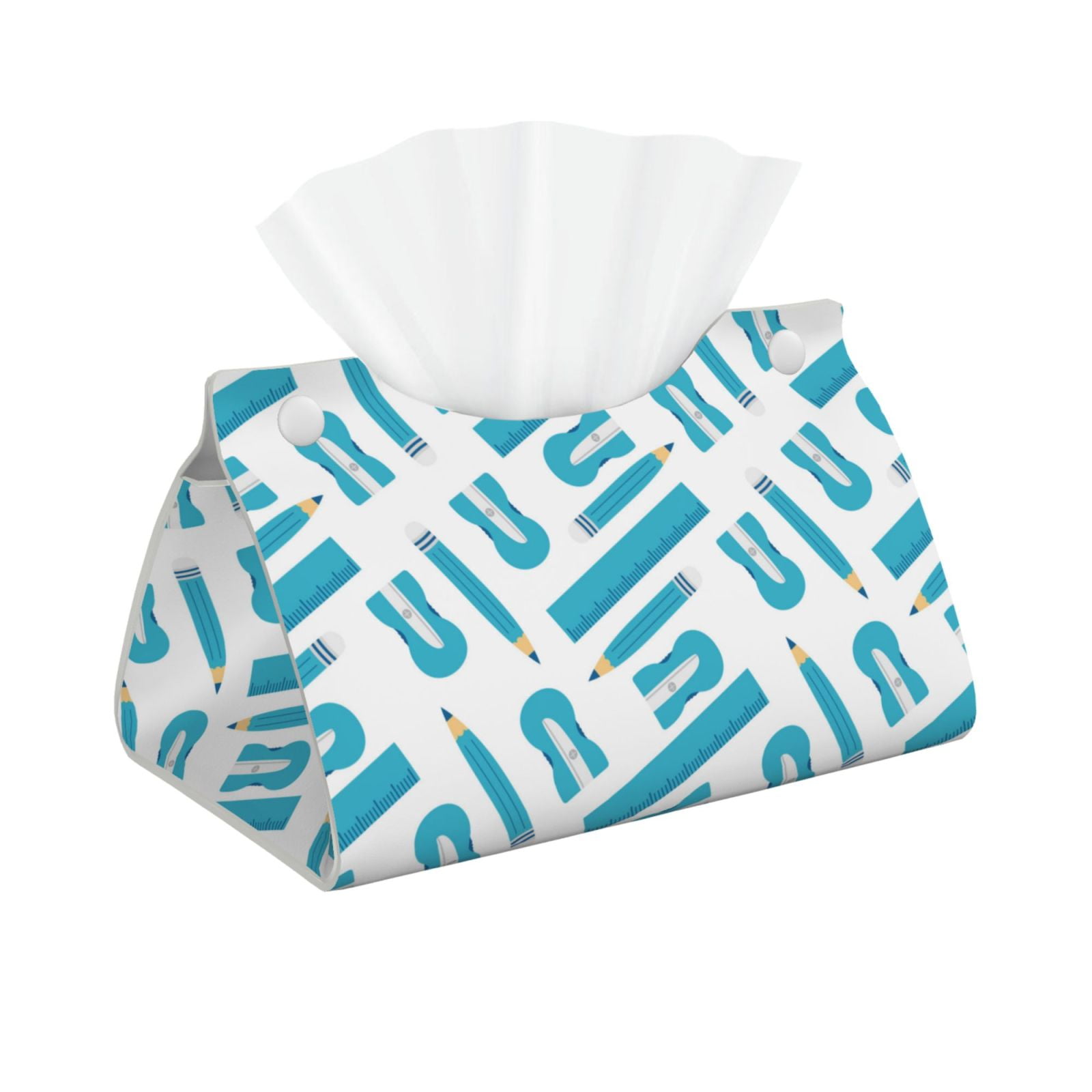Leather Tissue Box Cover - Math pencil Print blue Long PVC Tissue Box ...